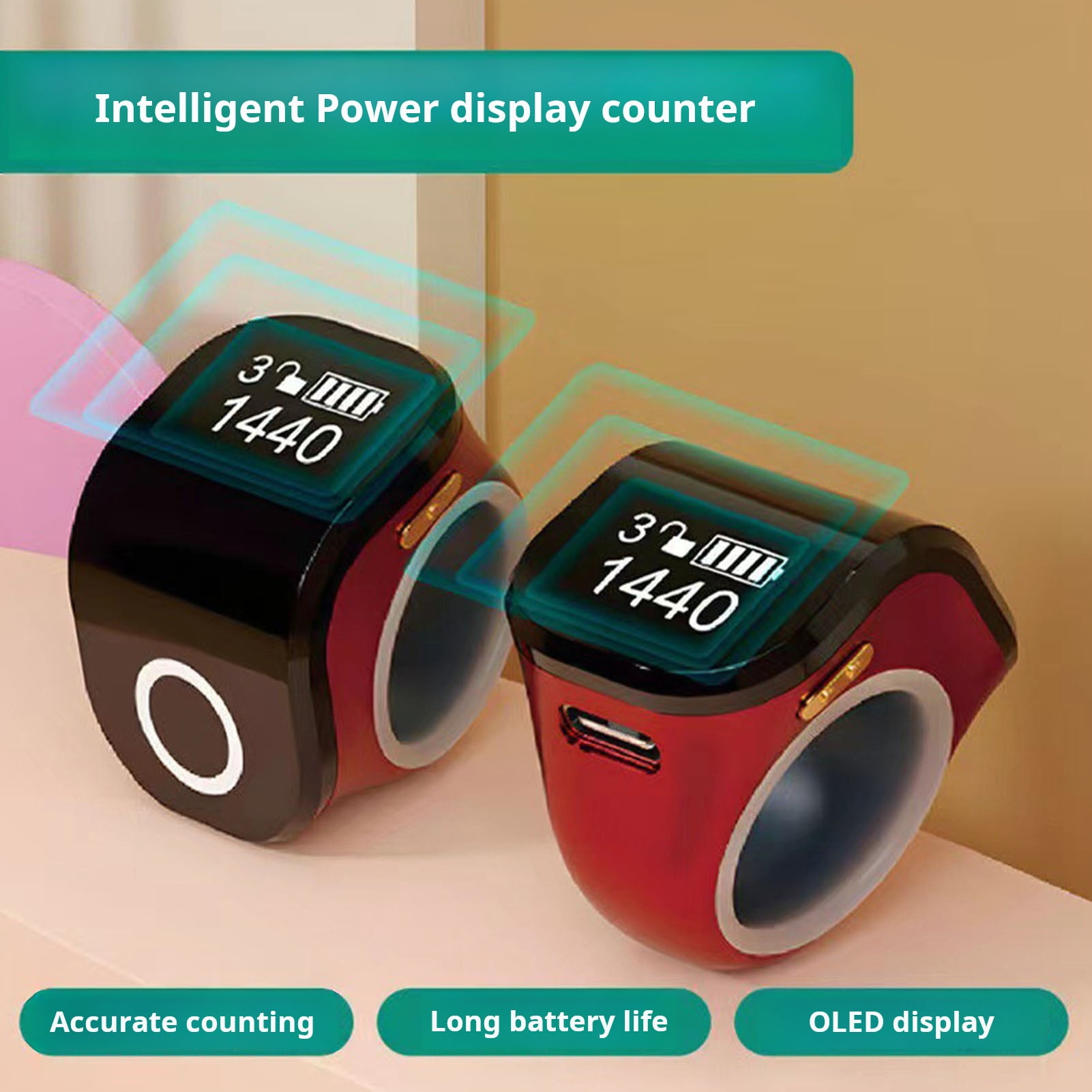 Smart Counting Ring - with OLED Screen Adjustable Size Comfortable Fit ...