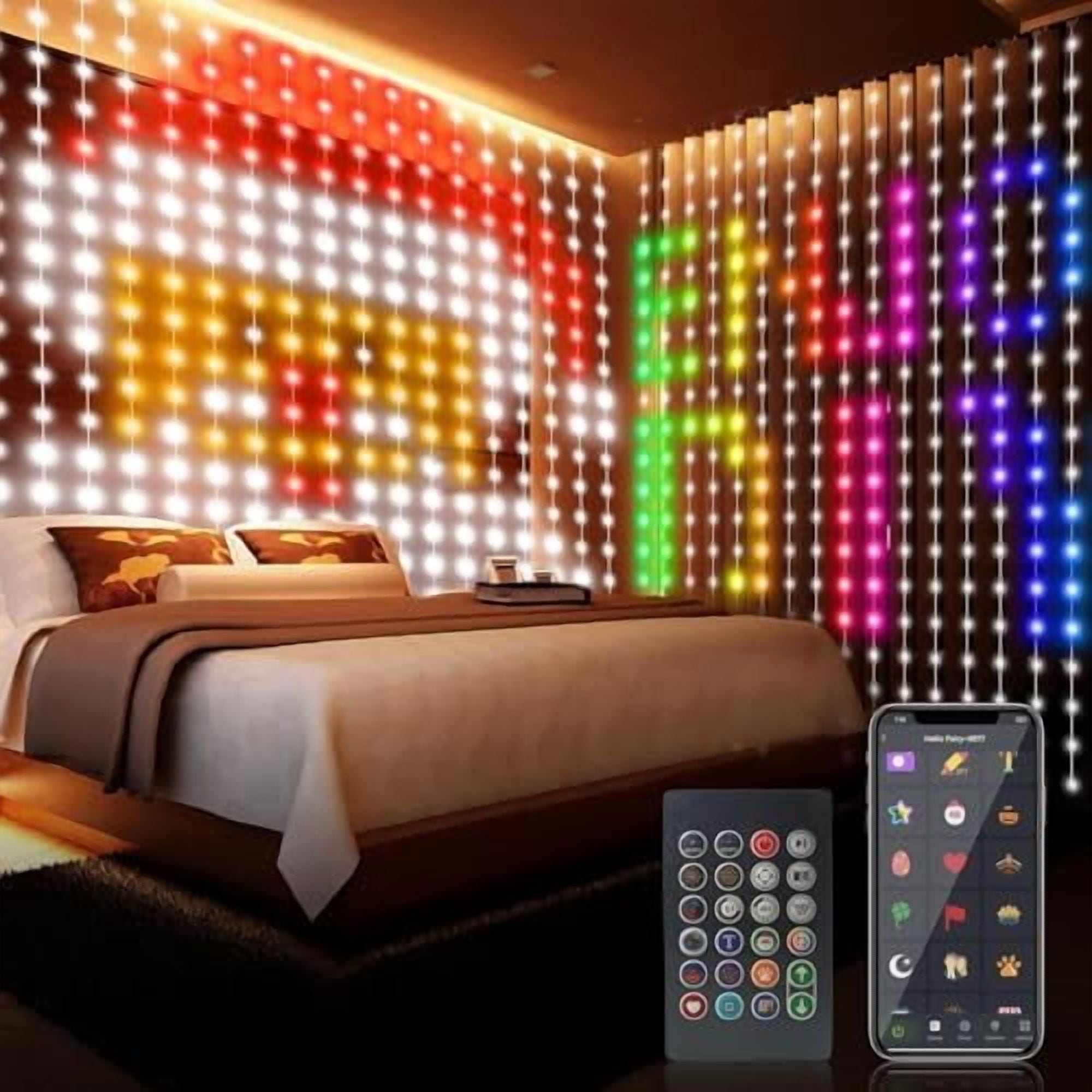 Smart Curtain Lights, 400 LED Colorful Wall Backdrop Lights, 6.5 × 6.5 ...