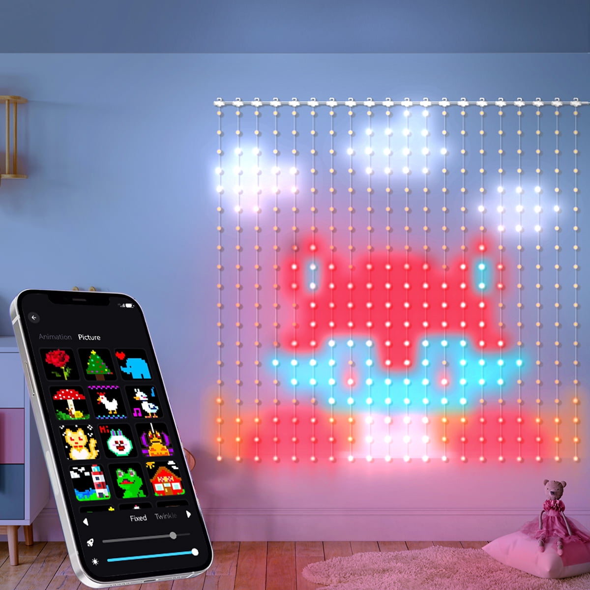 Smart Curtain Lights, Window RGBIC Lights, Color Changing Led Lights ...