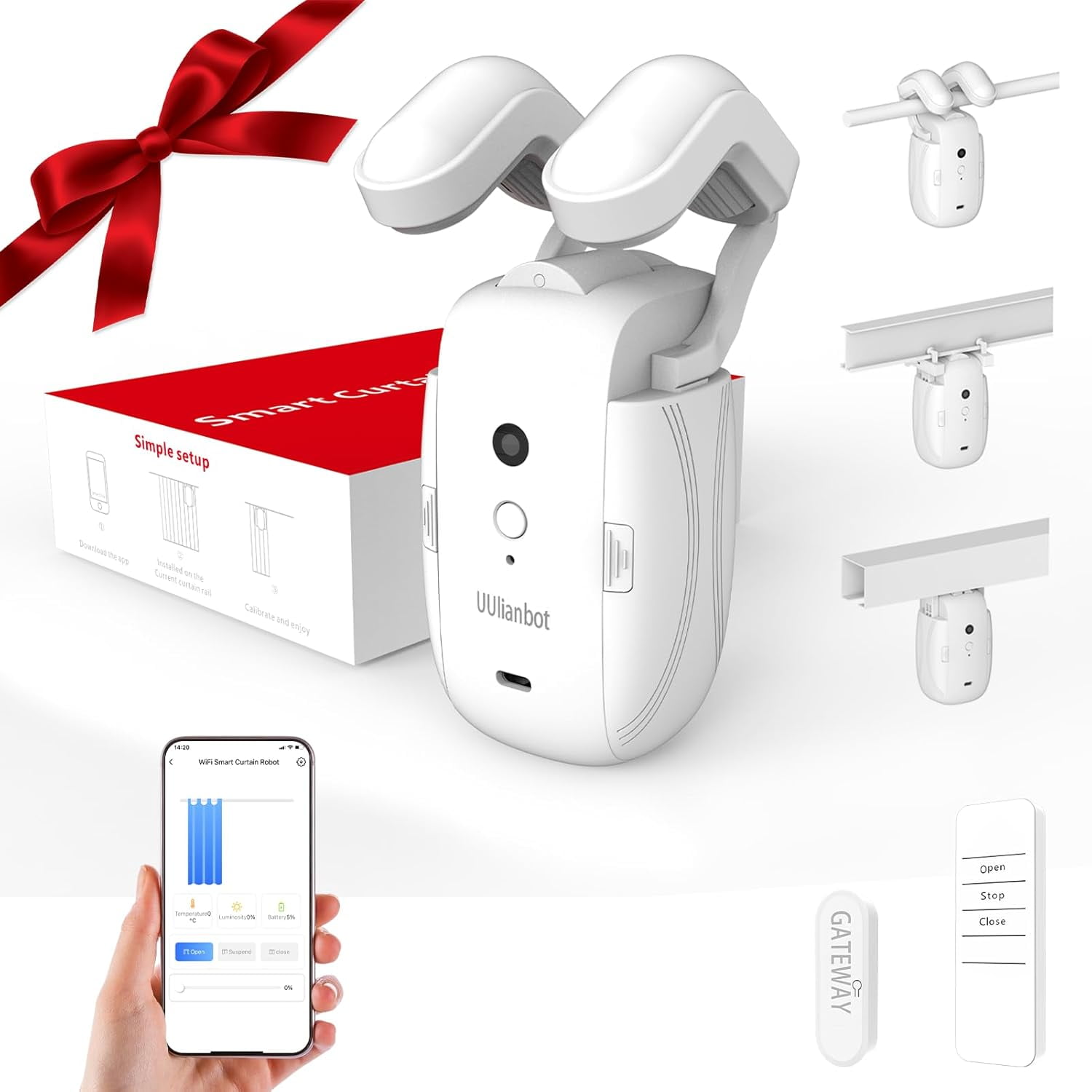 Smart Curtain Opener Robot (3-in-1 for Roman/U/T Rail), Automatic ...