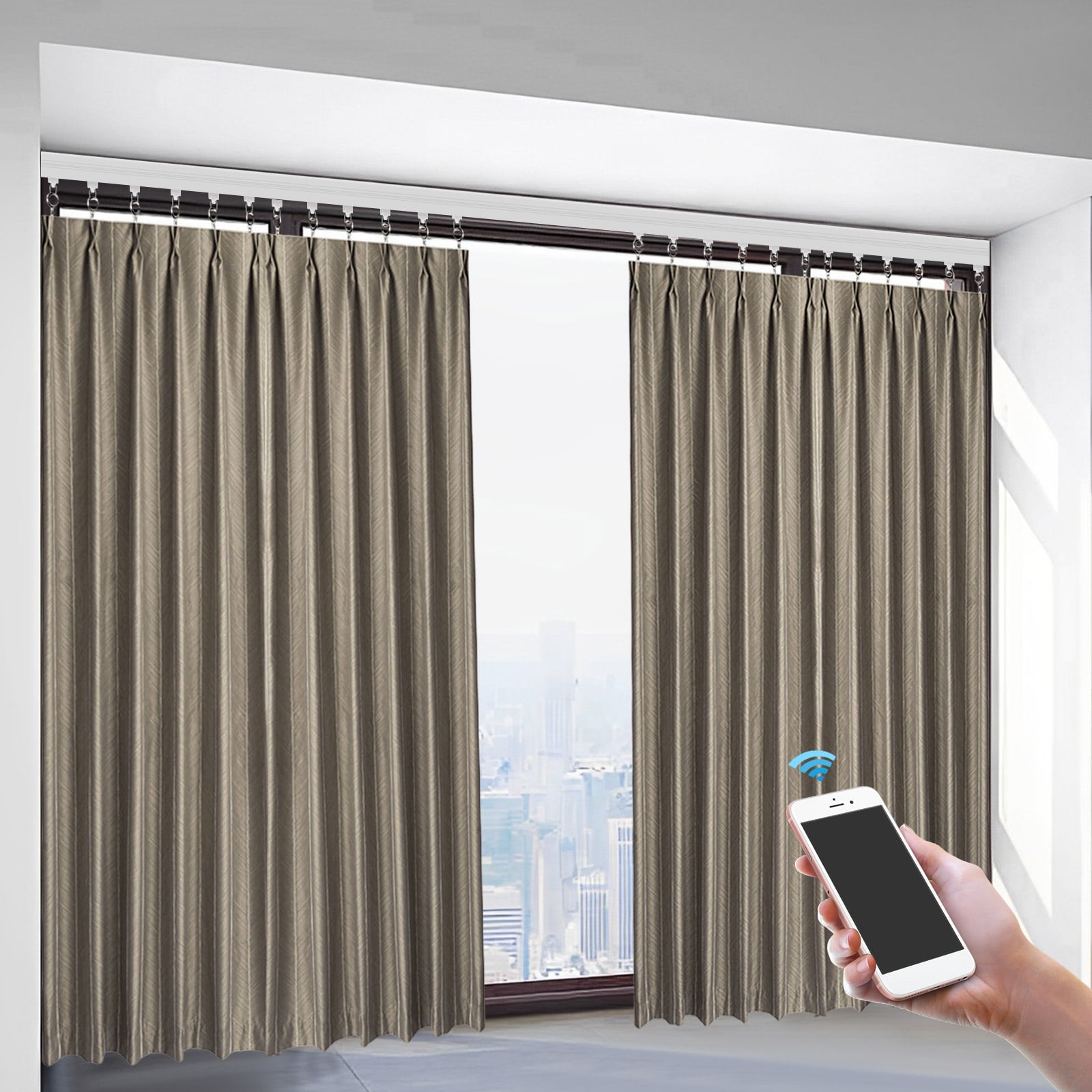 Smart Curtains Motorized Curtain Track with Remote Control APP Control ...