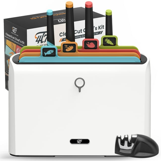 Smart Cutting Board and Knife Set With Holder, Self Clean and Drying ...