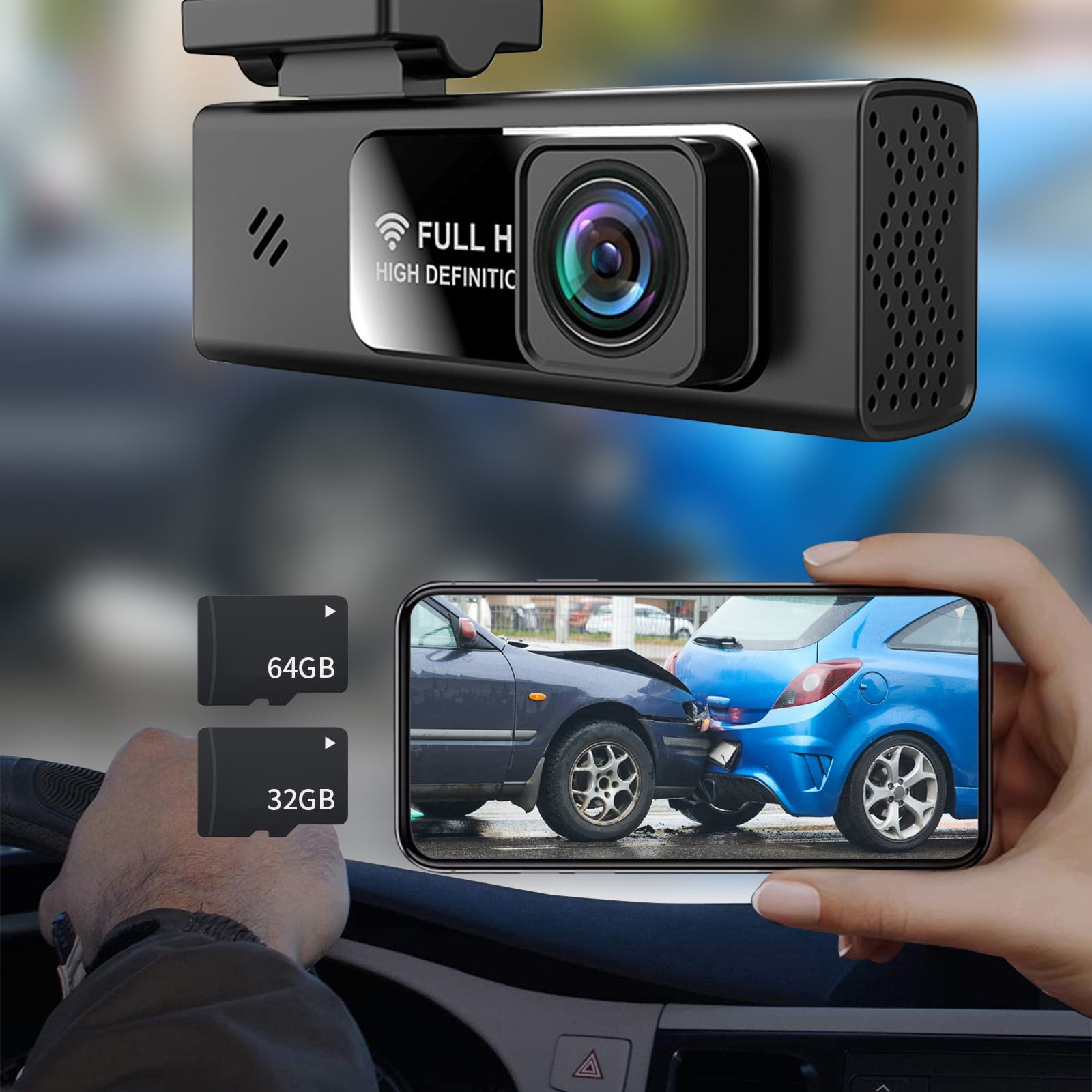 Smart Dash Cam 2K Full HD Smart Dash Camera For Cars Built-in G-Sensor ...