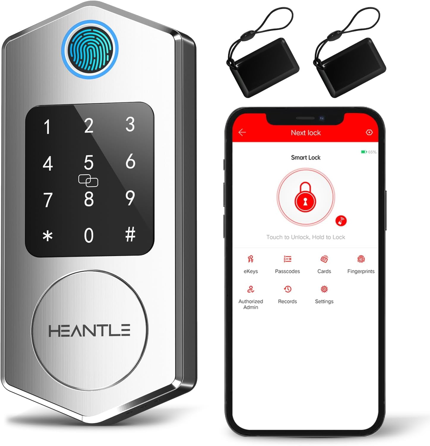 Smart Deadbolt Lock, HEANTLE Fingerprint Smart Locks for Front Door ...