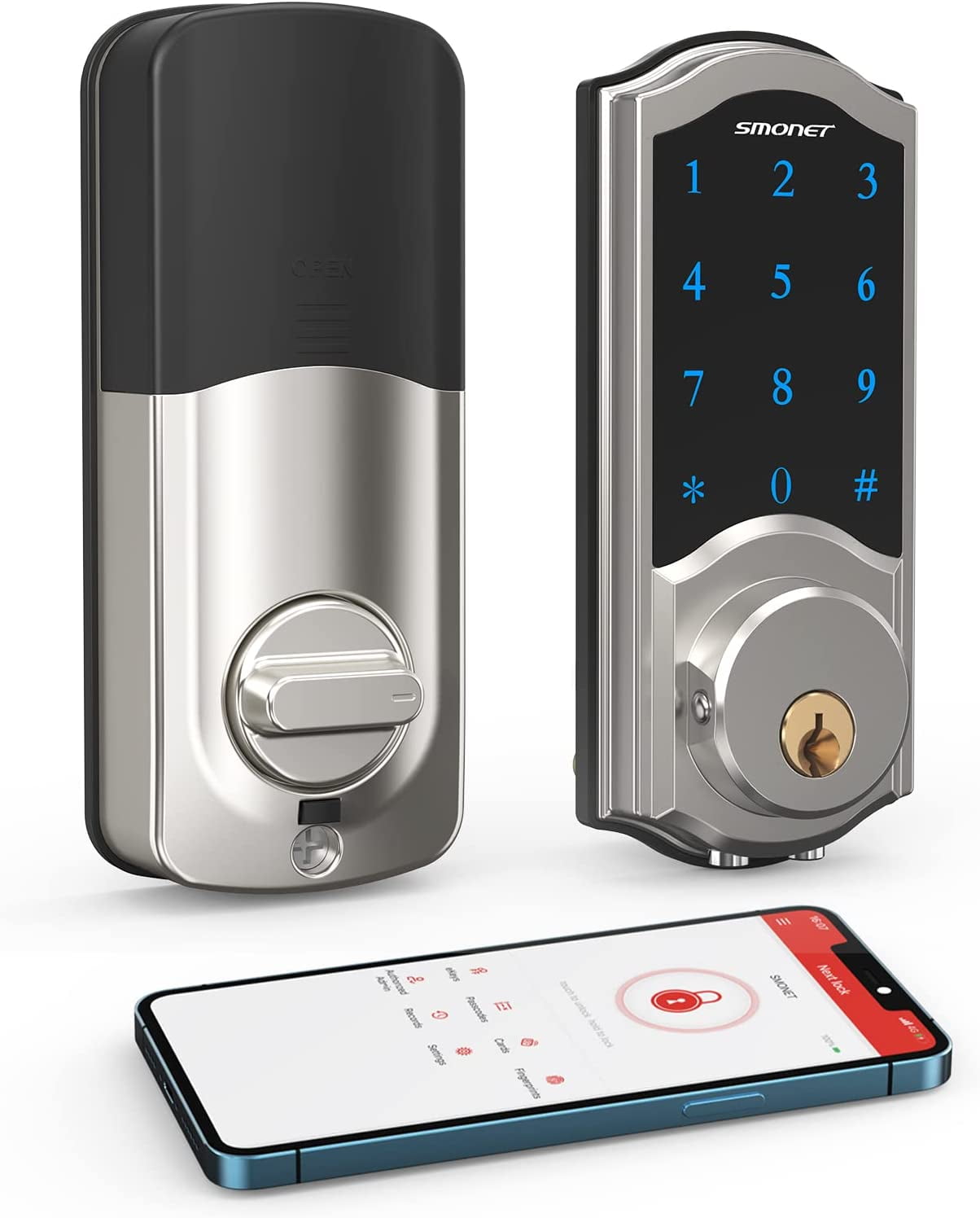SMONET Bluetooth Smart Deadbolt, Keyless Entry Door Lock, Touchscreen ...