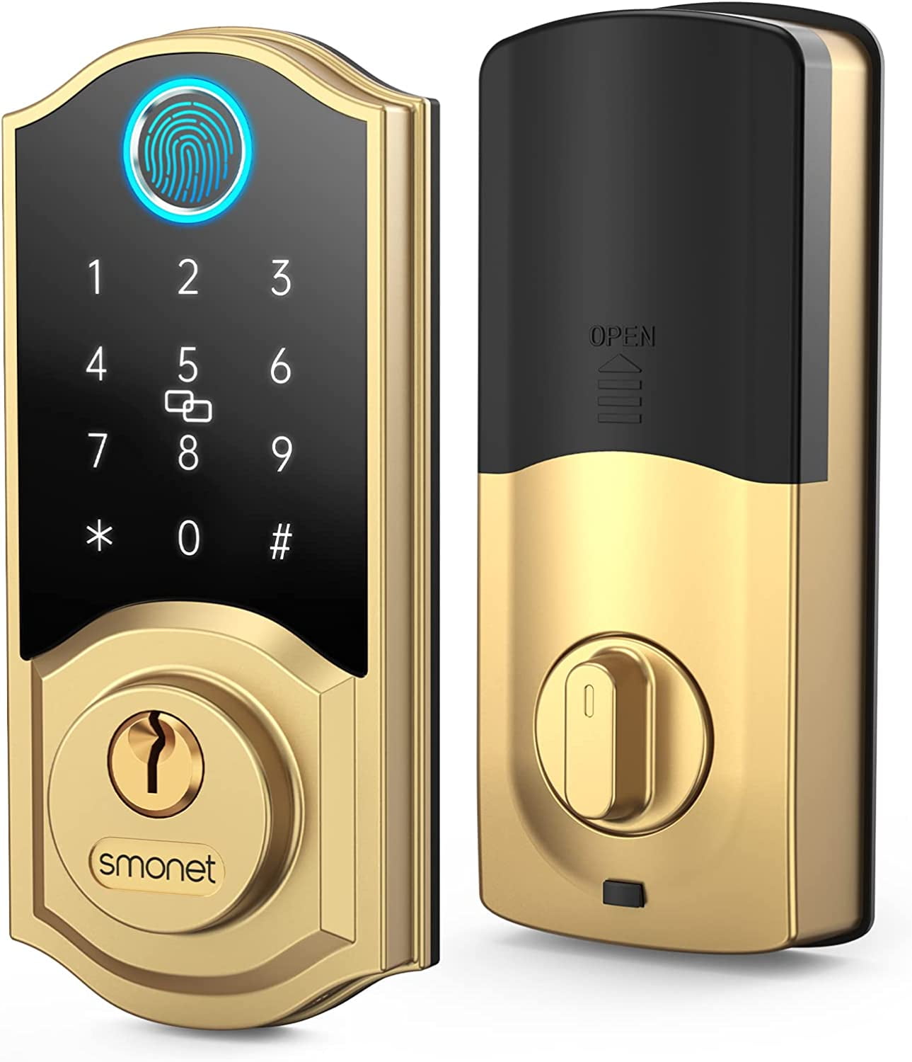 Smart Deadbolt, SMONET Front Door Locks, Fingerprint Electronic ...