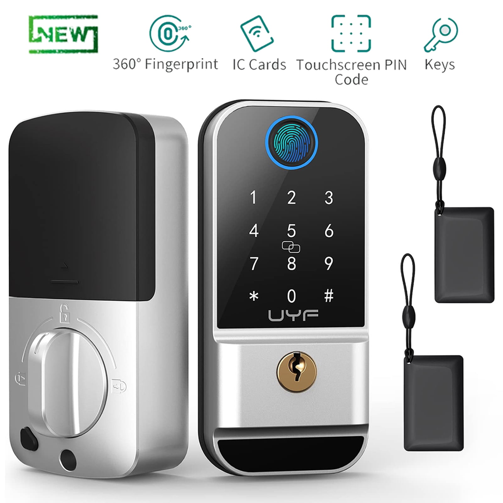 Smart Deadbolt, UYF Fingerprint Keyless Entry Door Lock with Keypad ...