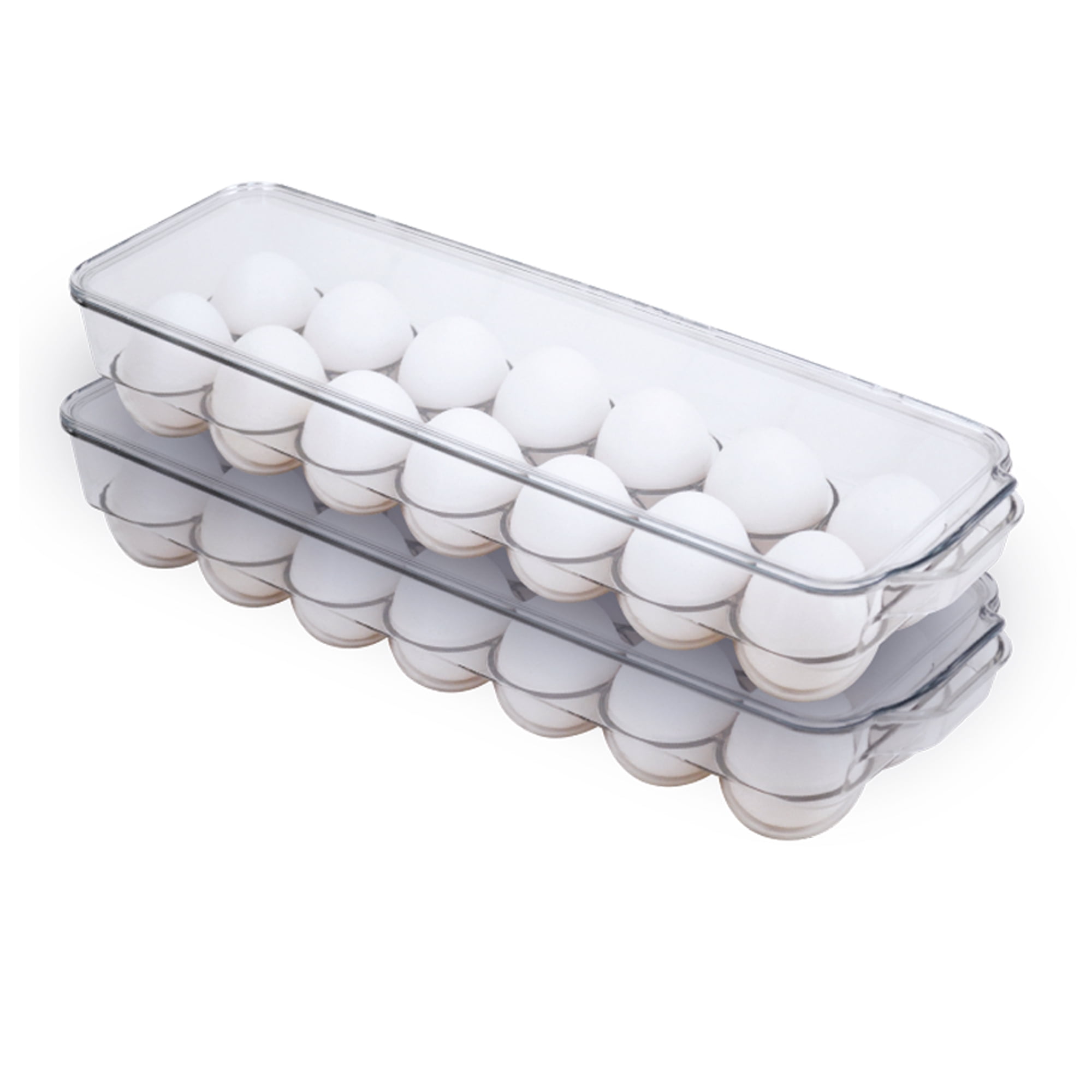 Smart Design Stackable Fridge Egg Bin with Handle and Lid - Set of 2 ...
