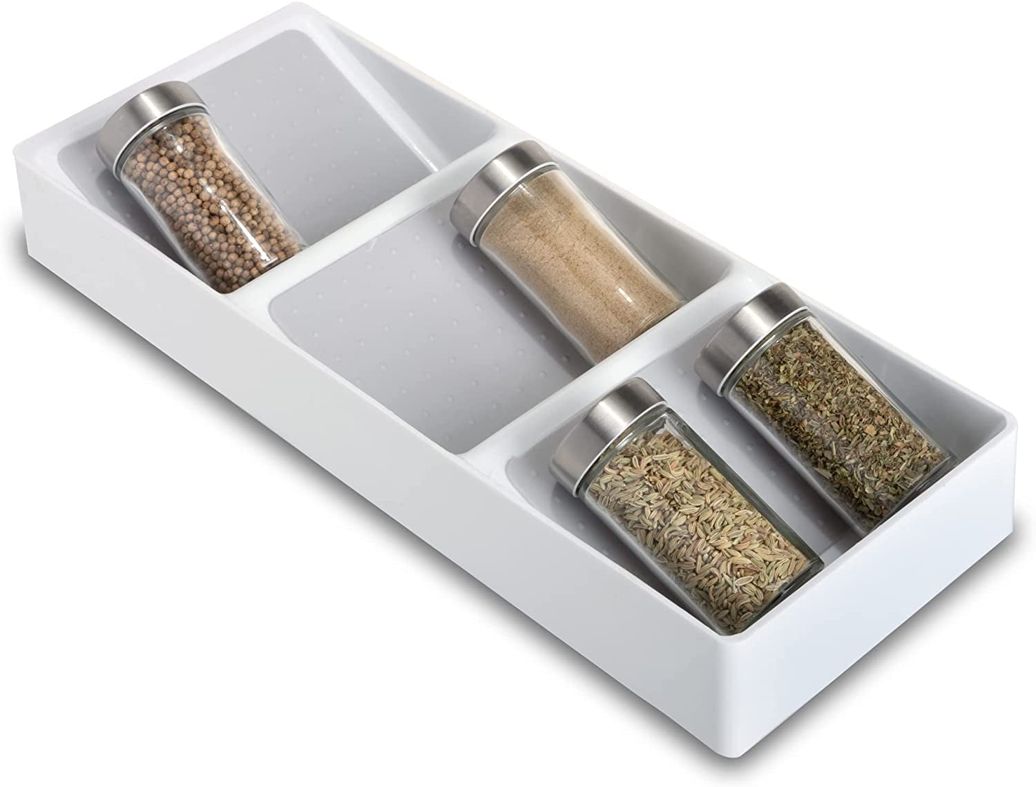 Smart Design 3 Section Plastic Spice Rack Drawer - Non-Slip Lining and ...