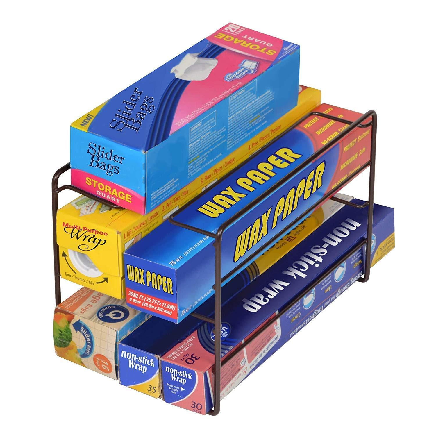 Smart Design 3-Tier Kitchen Foil Wrap Holder Organizer - 9.9 x 7 inch ...