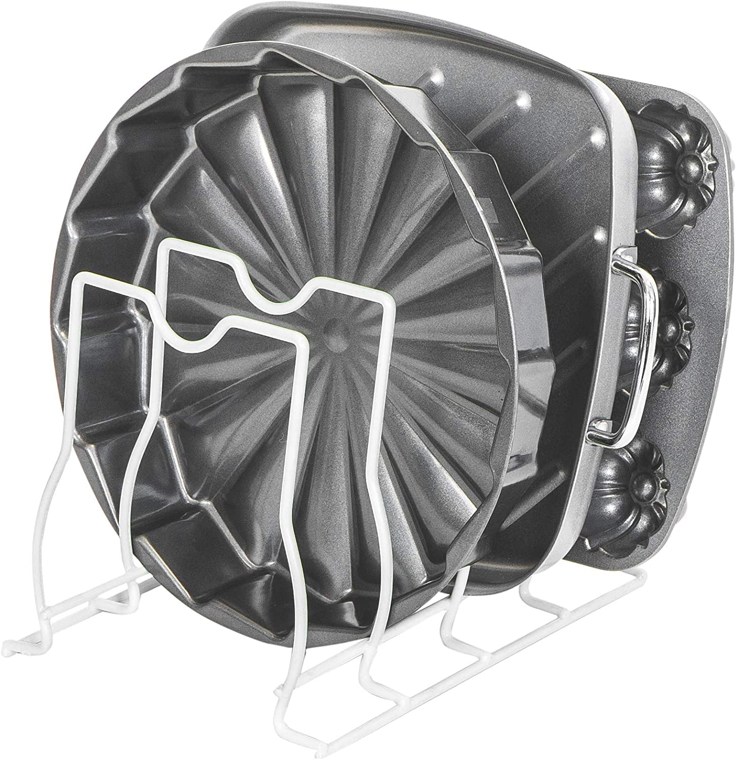 Smart Design Bakeware and Lid Storage Rack with 4 Compartment Dividers ...