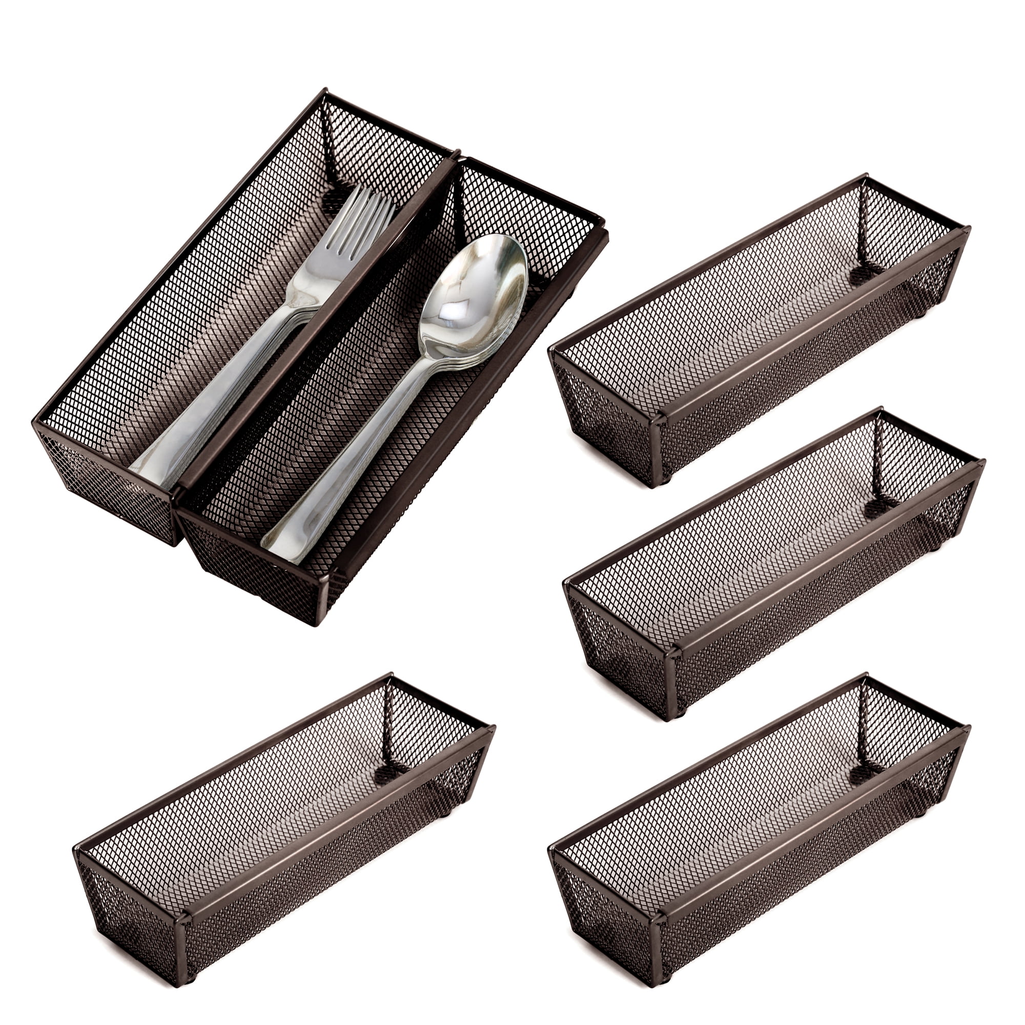 Smart Design Drawer Organizer - Set of 6 - Steel Metal Mesh - 9 x 3 ...