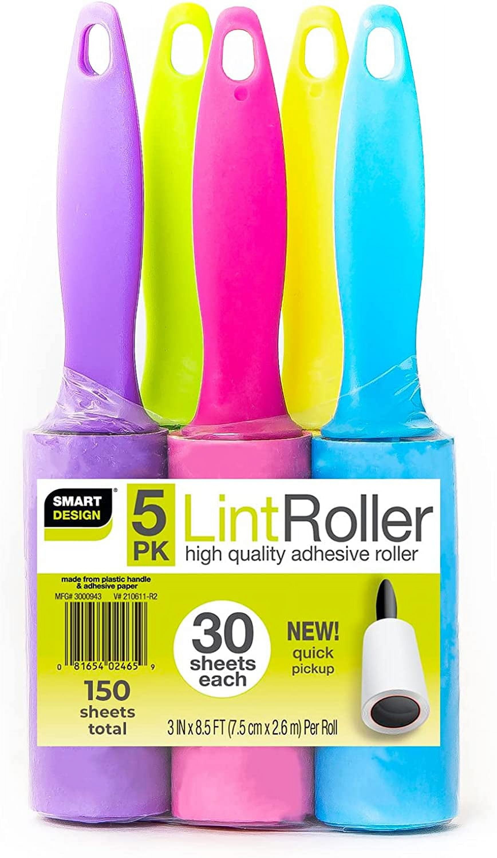 Smart Design Mini Lint Roller with Ergonomic Grip Handle - Set of 5 ...