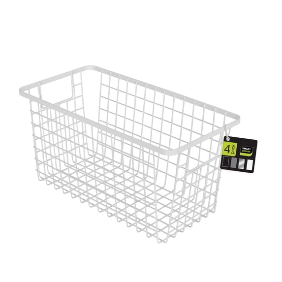 Smart Design Nestable Basket Set - 6 x 6 x 12 inch - Set of 2- White ...
