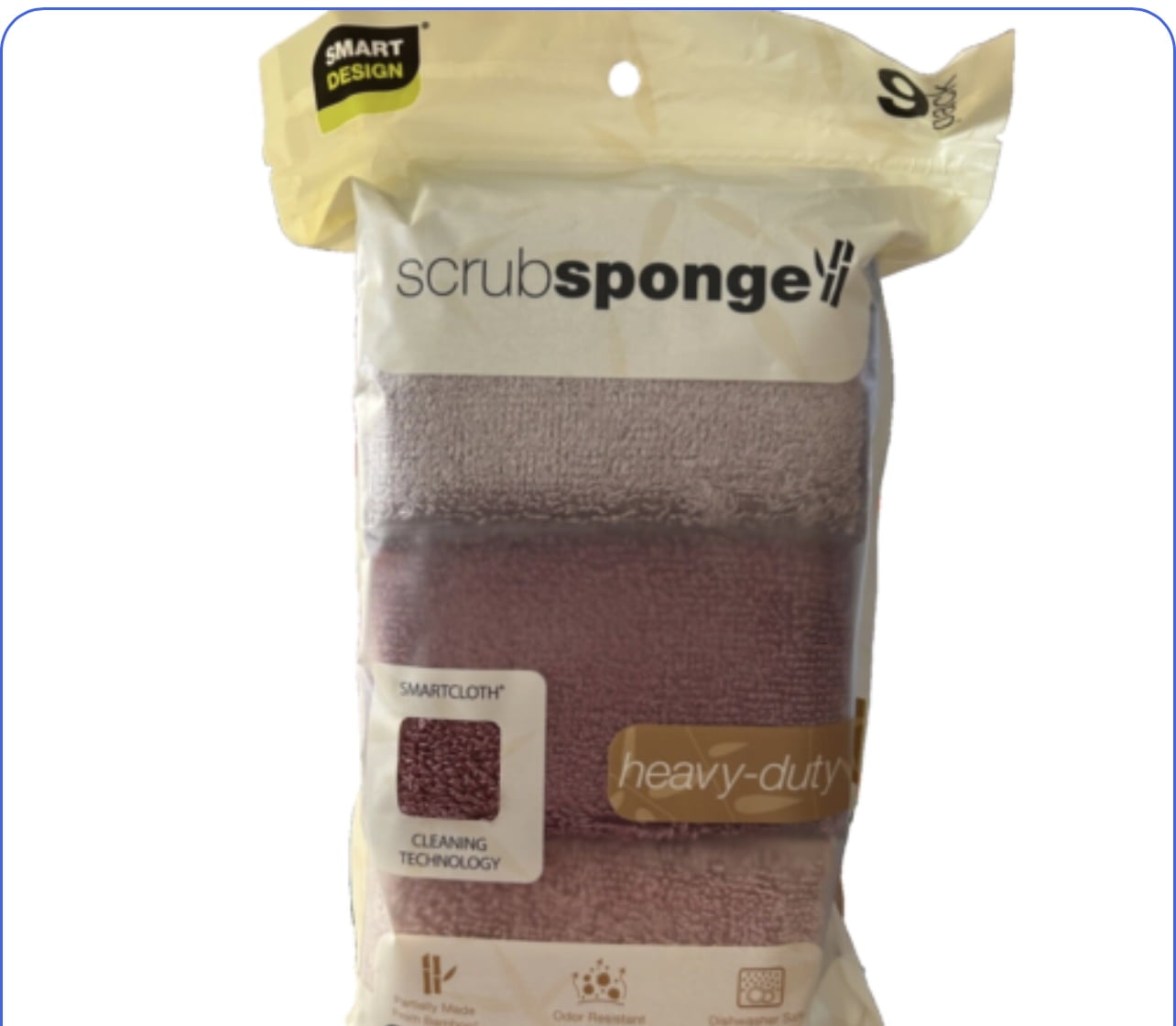 Smart Design Non Scratch Scrub Sponge with Bamboo Odorless Rayon Fiber ...