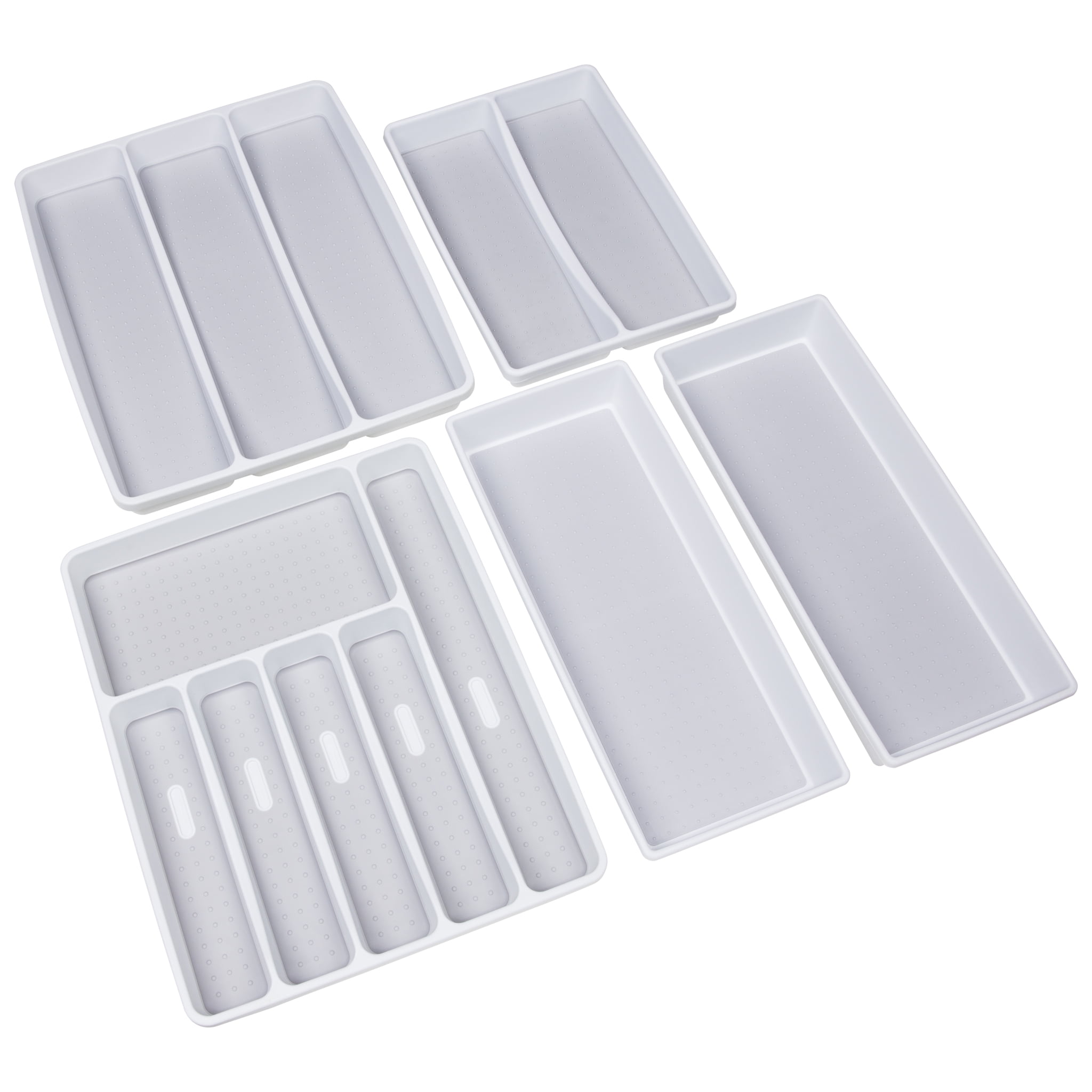 Smart Design Plastic Drawer Organizer - Set of 5 - Non- Slip Lining and ...