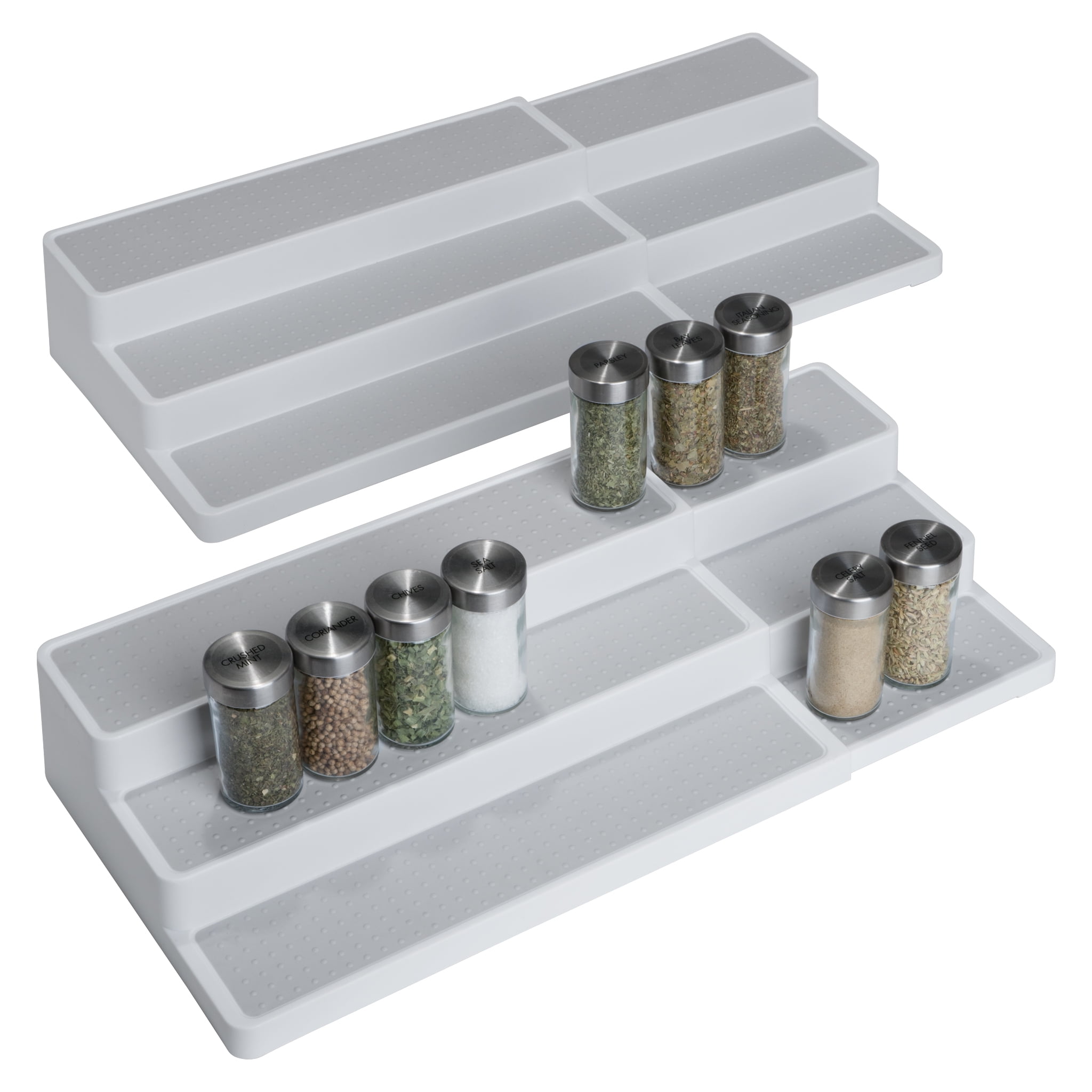 Smart Design Plastic Expandable Spice Rack - 3-Tier - Non-Slip Lining ...
