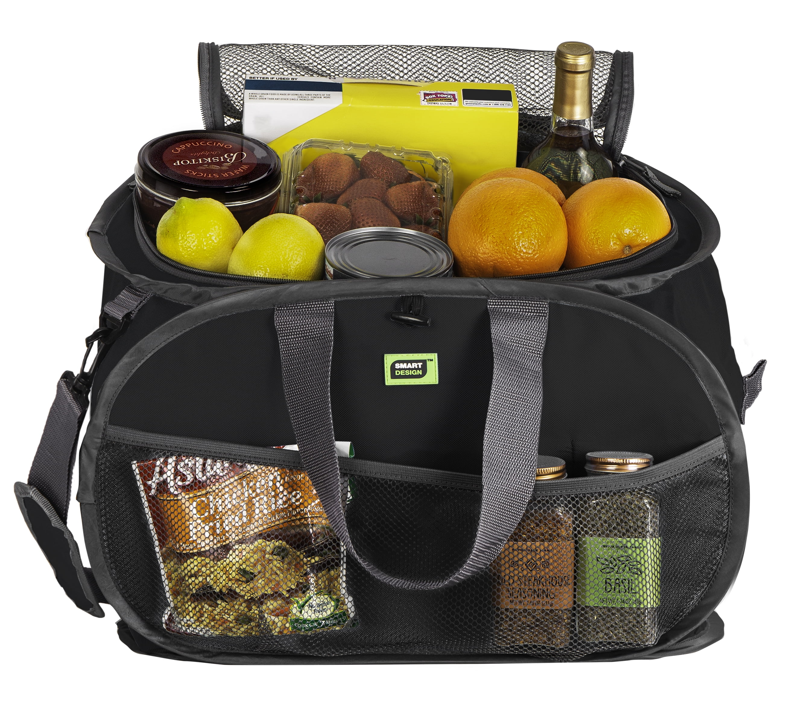 Smart Design Pop Up Compact Tote Organizer Bag with Shoulder Strap and ...