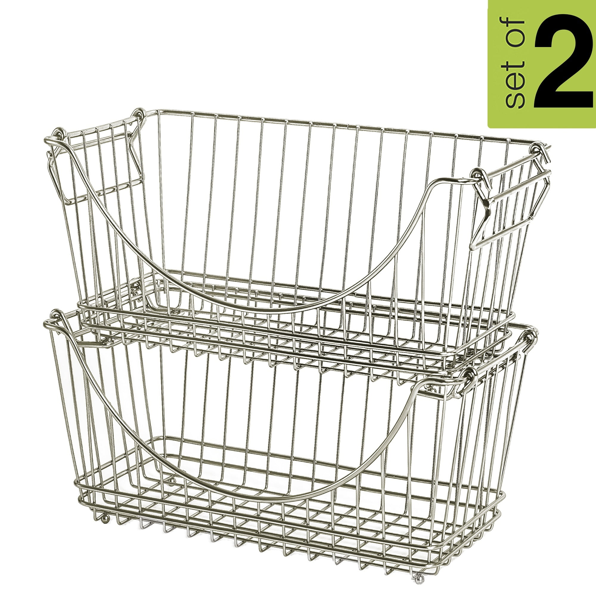 Smart Design Stacking Baskets with Handles - Set of 2- Medium - 12.63 x ...