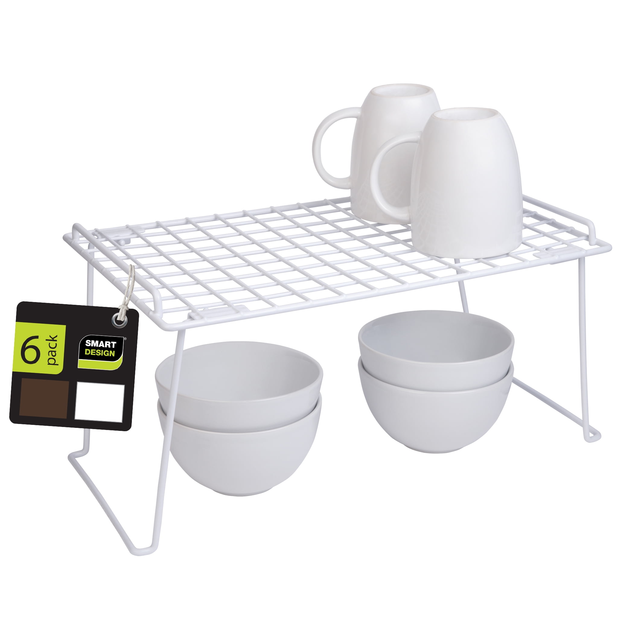 Smart Design Stacking Cabinet Shelf Rack - Set of 6 - Large 16 x 10 ...