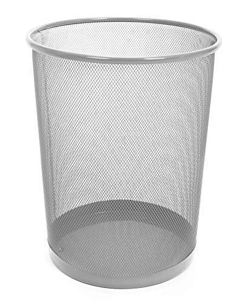 Smart Design Steel Mesh Waste Basket - 11.75 x 13.75 inch - Silver ...