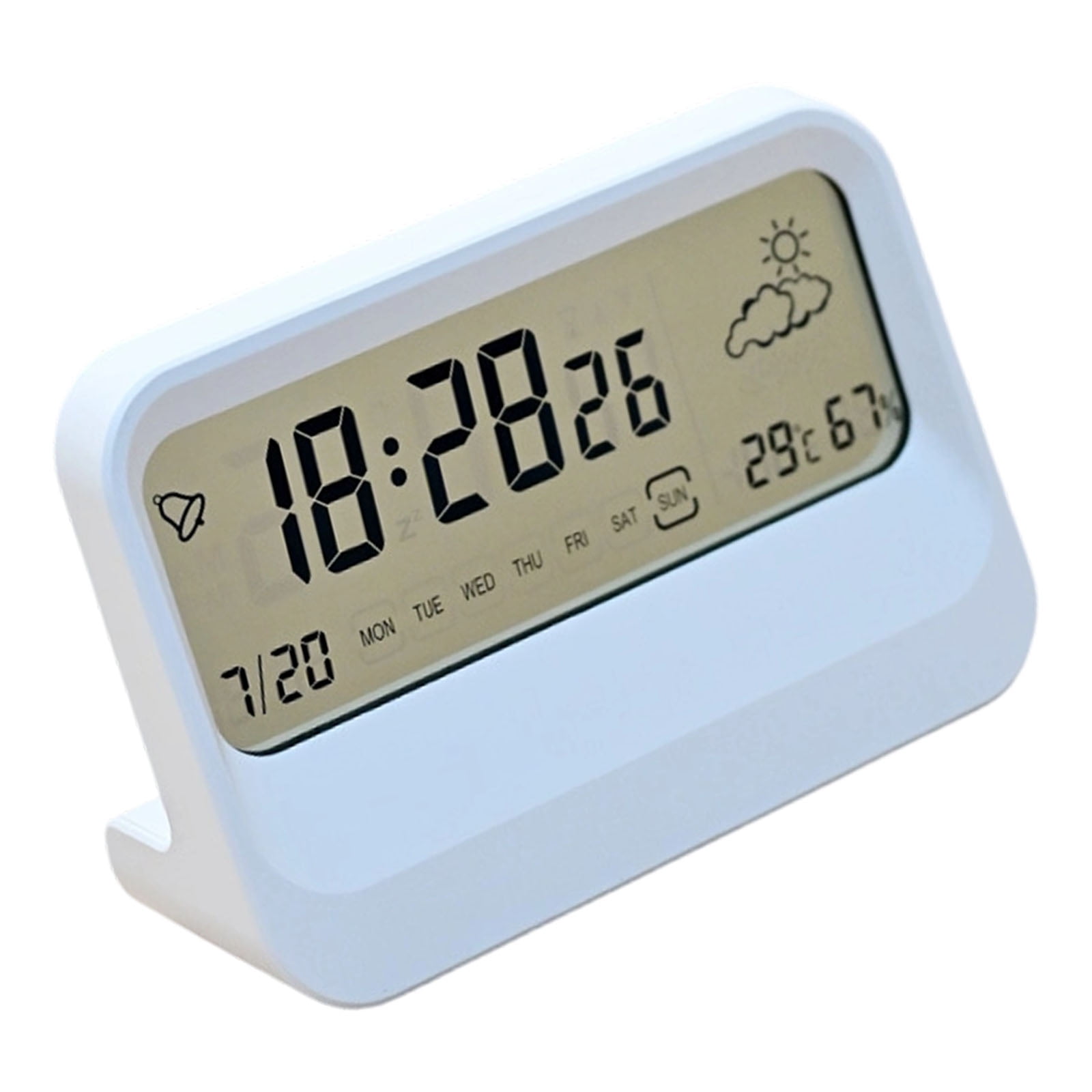 Smart Desk Clock with Double Alarms, Day/Date & Weather Display for ...