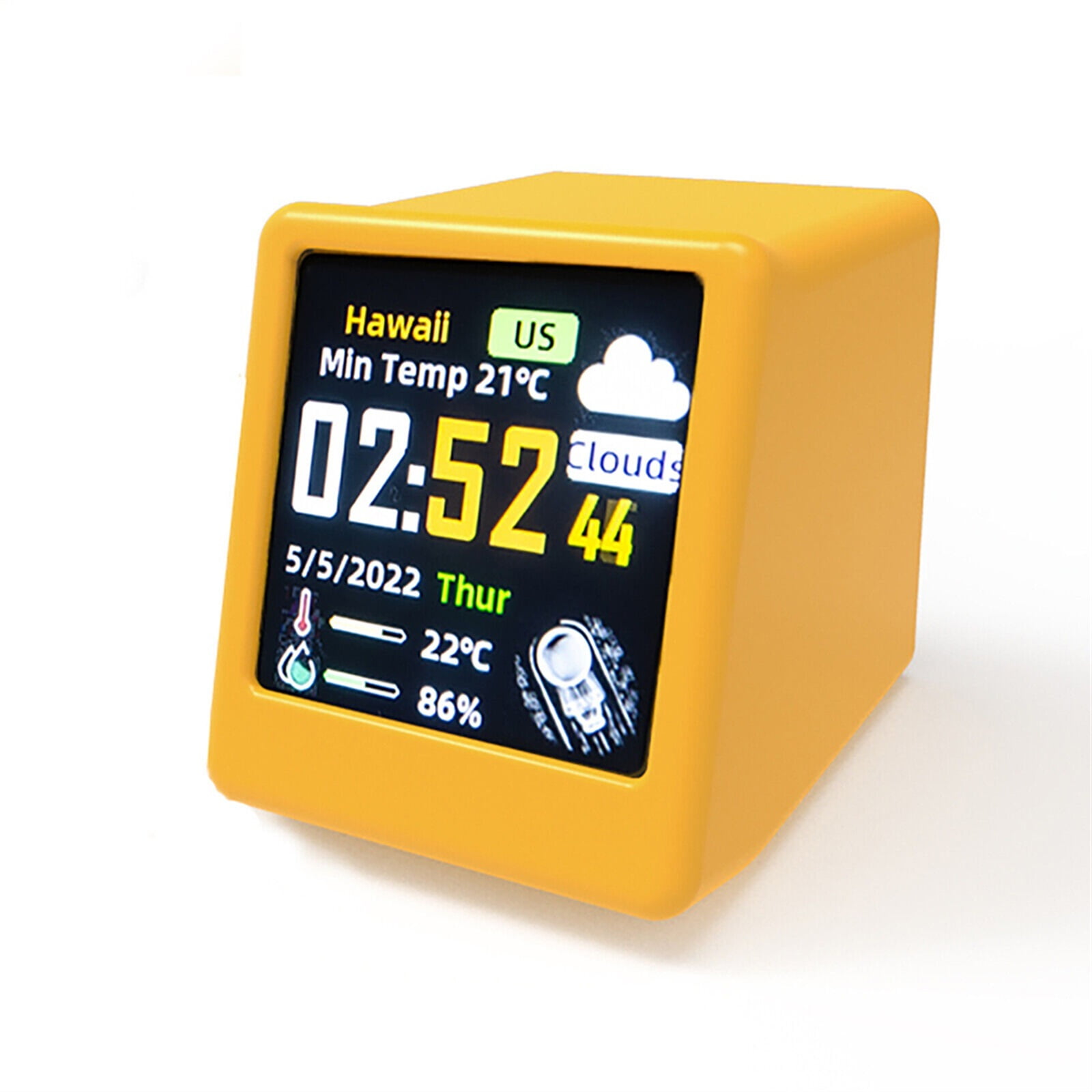 Smart Desktop Clock 1.54" Screen Desktop Smart Weather Station LED LCD ...