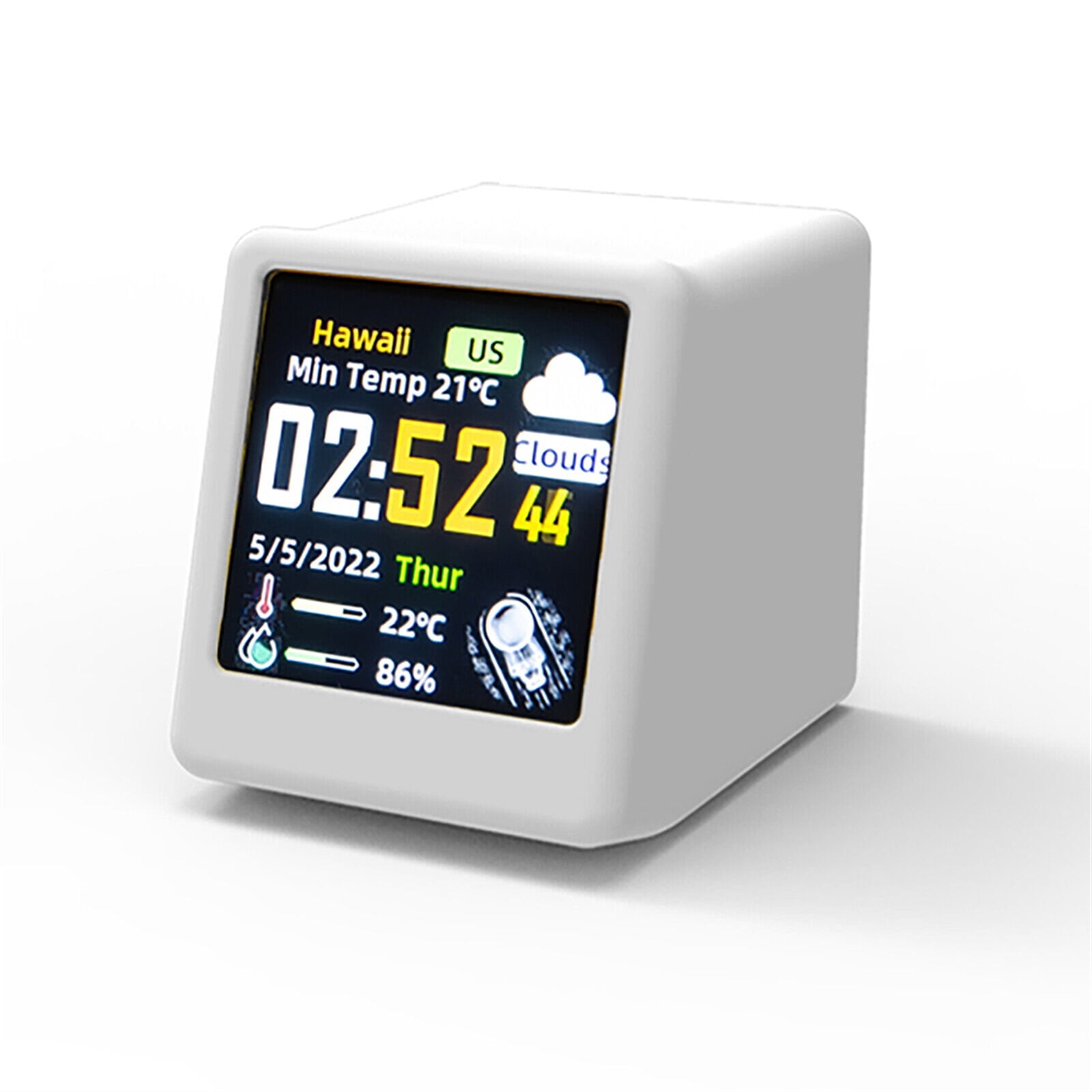 Smart Desktop Clock 1.54" Screen Desktop Smart Weather Station LED LCD ...