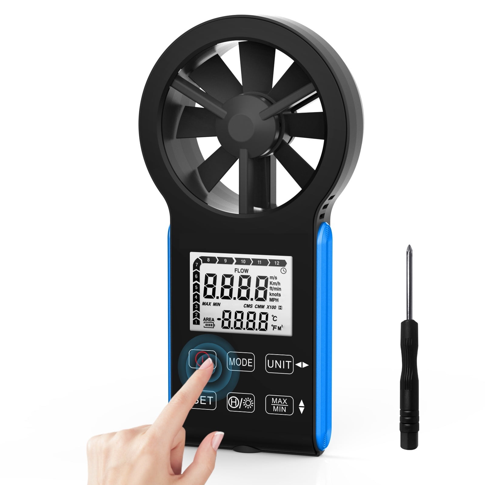 Smart Digital Anemometer,Bluetooth Wind Speed Gauge,Air Volume,CFM ...