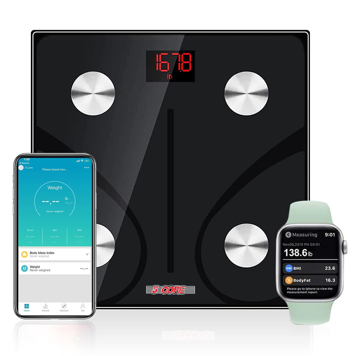 Smart Digital Bathroom Weighing Scale with Body Fat and Water Weight ...