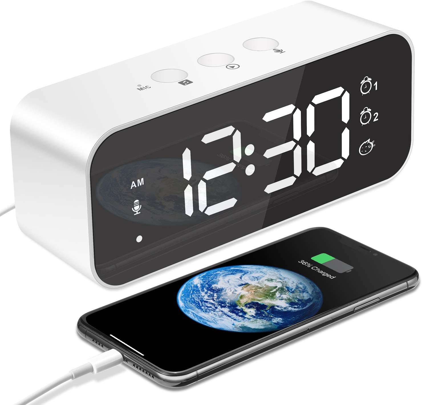 Smart Digital Clock for Home & Office, Dual Alarms with Adaptive Light ...