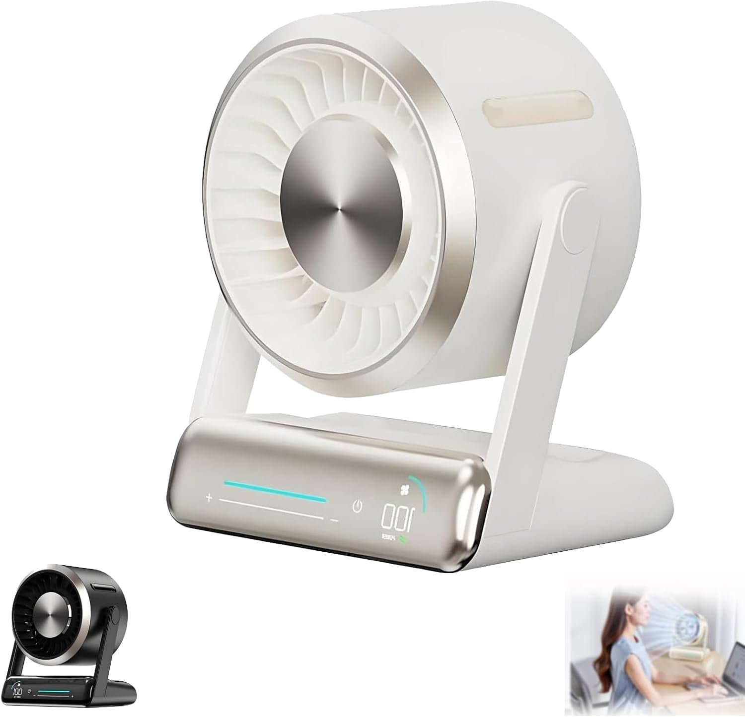 Smart Digital Display Touch Desktop Fan – 100-Speed USB Desk Fan with ...