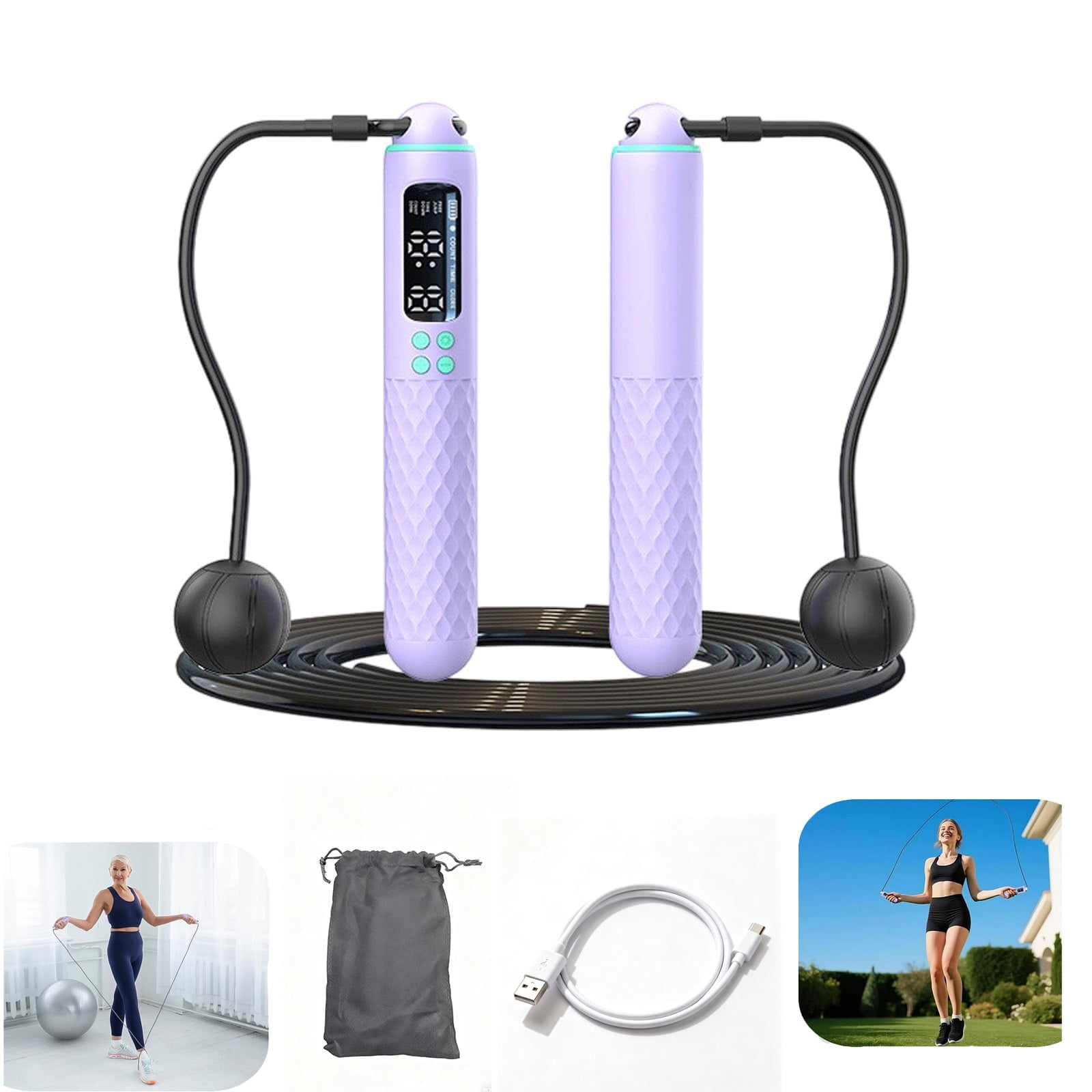 Smart Digital Jump Rope with Calorie Tracker - 9.8FT Adjustable Rope ...