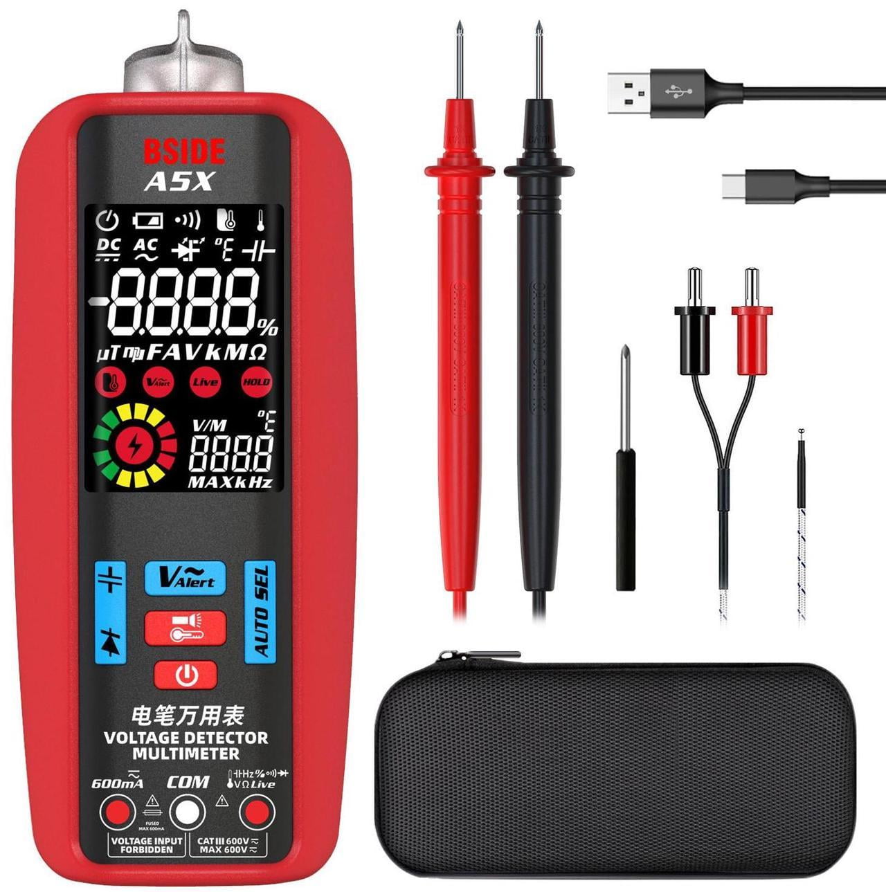 Smart Digital Multimeter Color LCD Auto Current Tester with Temperature ...