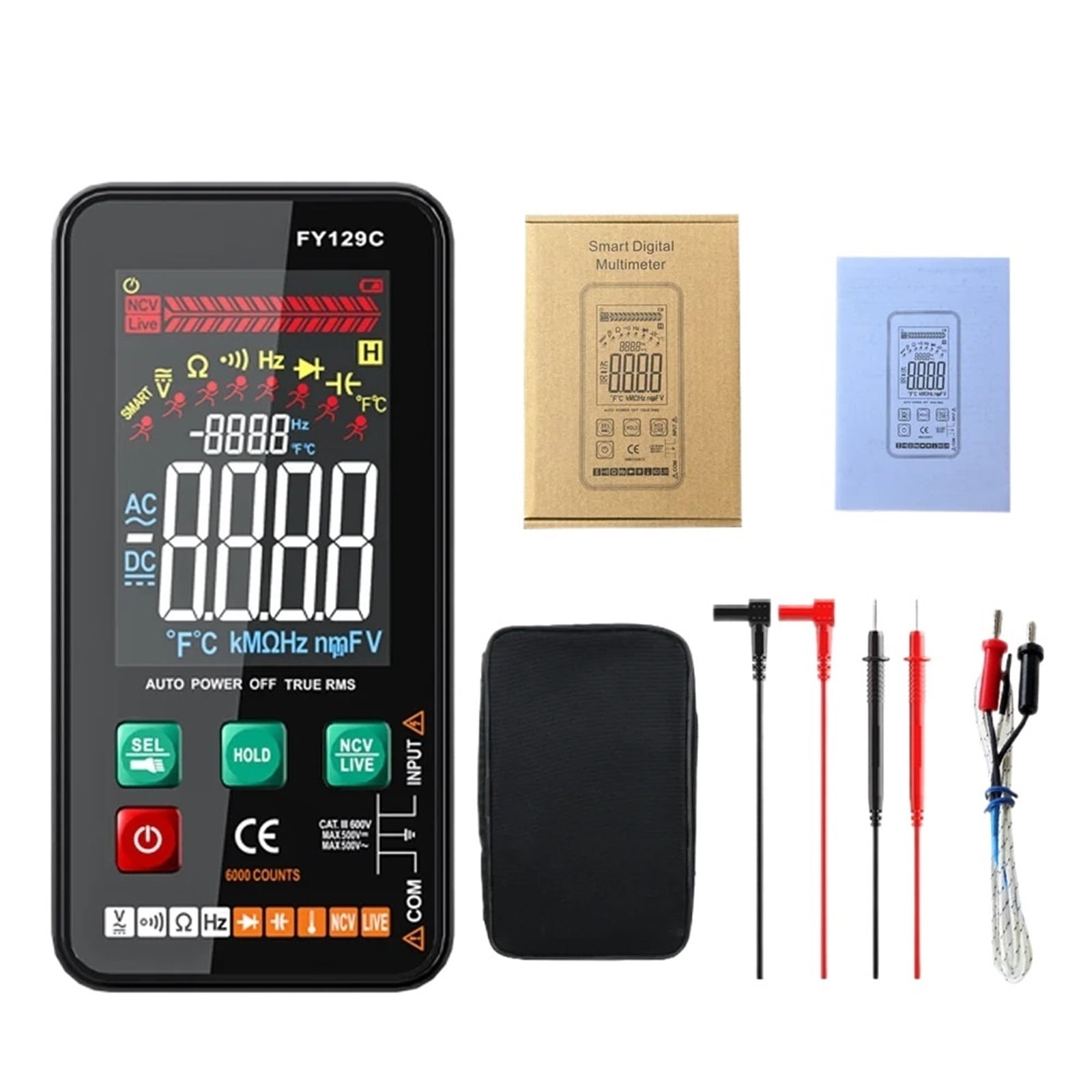 Smart Digital Multimeter With Bracket LCD Color Screen AC/DC Voltage ...