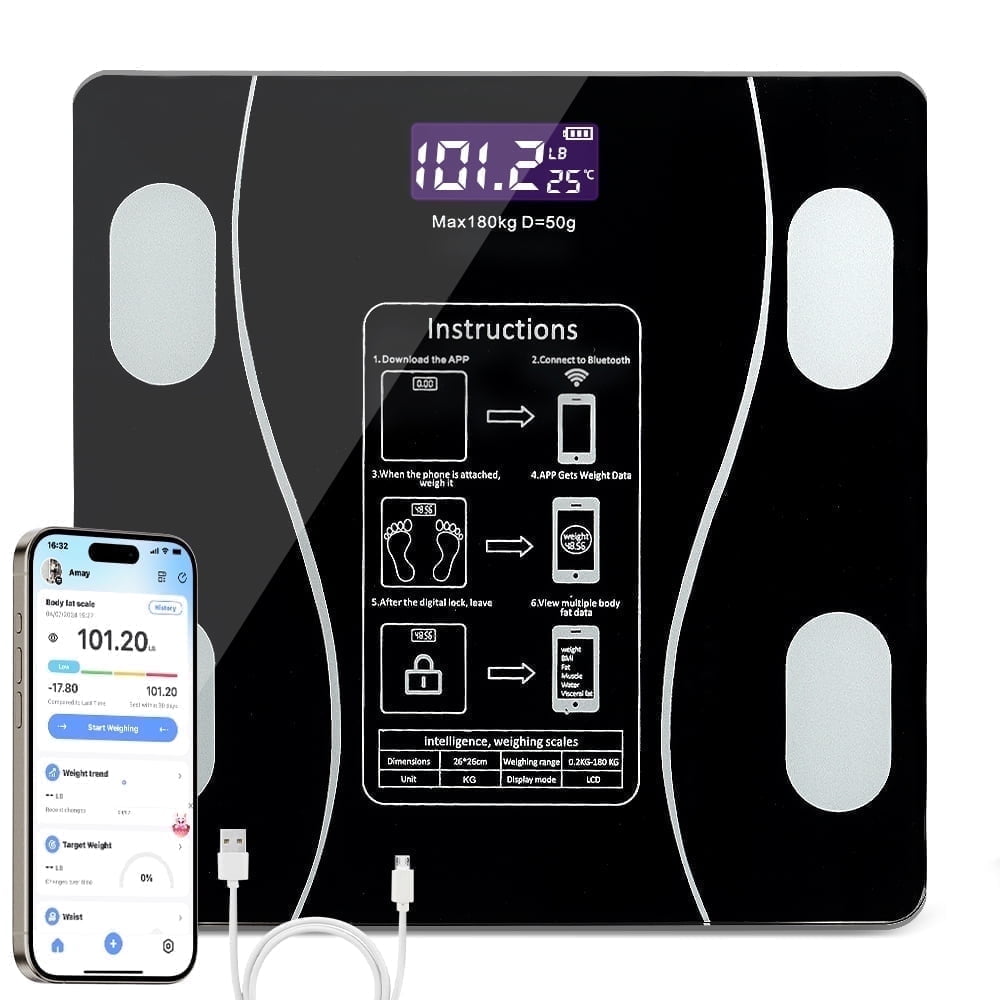 YUANYE Smart Digital Scale for Body Weight, Fat & Health Tracking ...