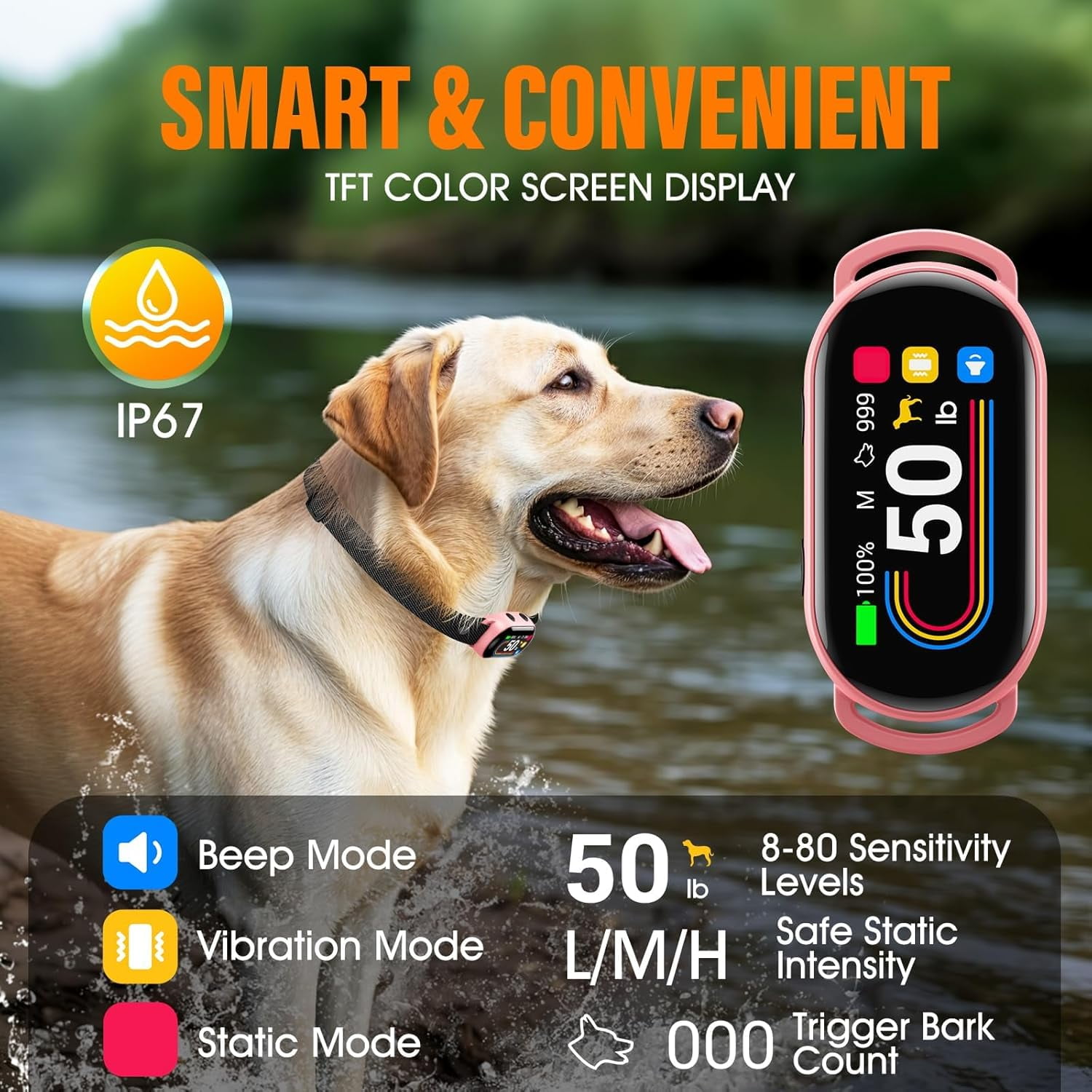 Smart Dog Bark Collar for Small Medium Large Dogs 10-100lbs, Humane ...