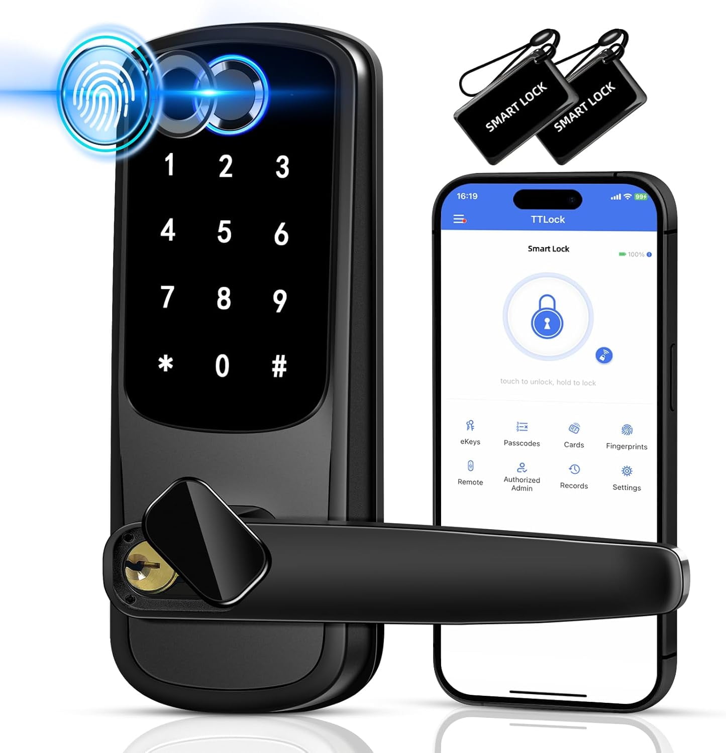 Smart Door Handle Lock, Upgraded Keypad Door Locks with Handle, Keyless ...