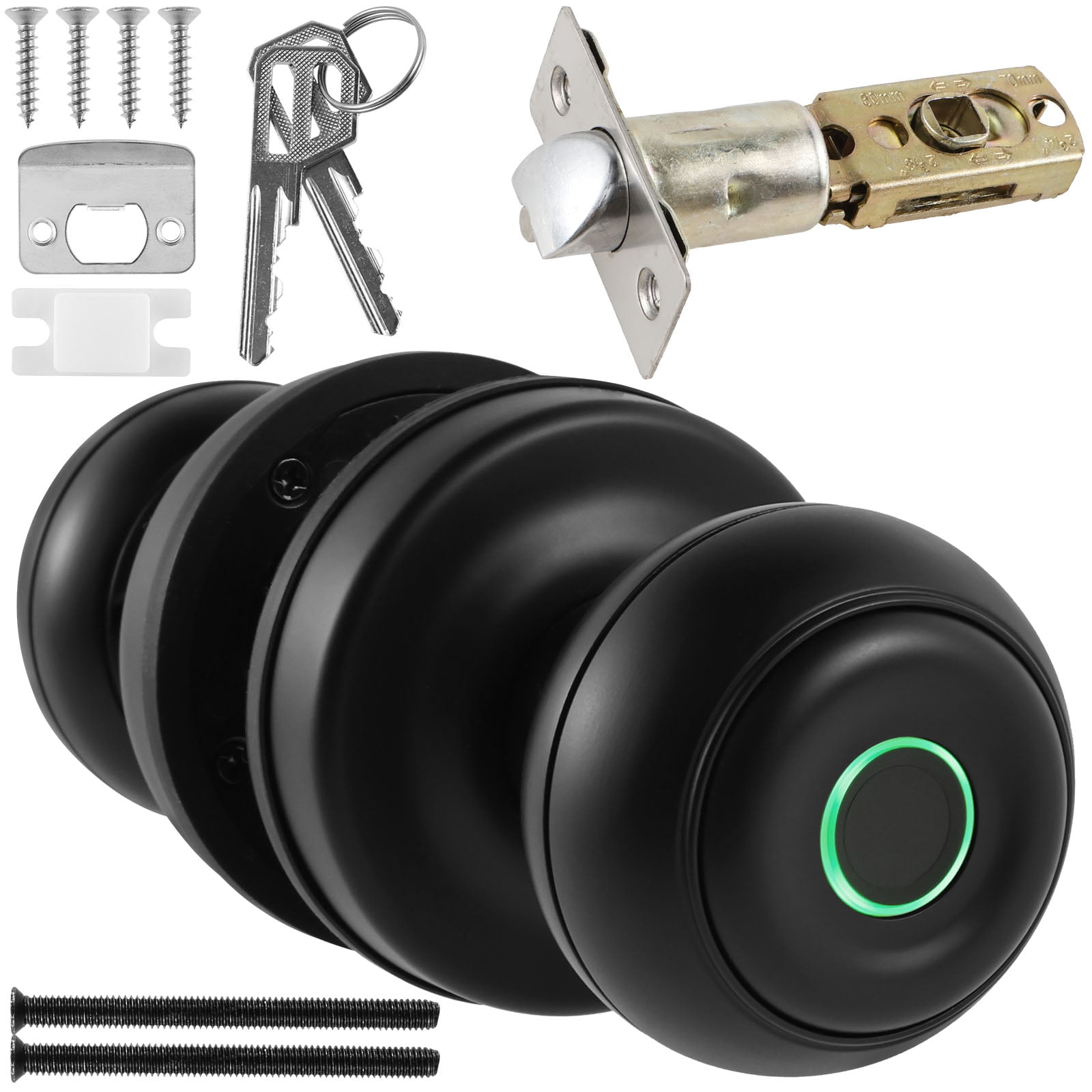Smart Door Knob Fingerprint Door Knob with 2 Keys APP/Key/Fingerprint ...