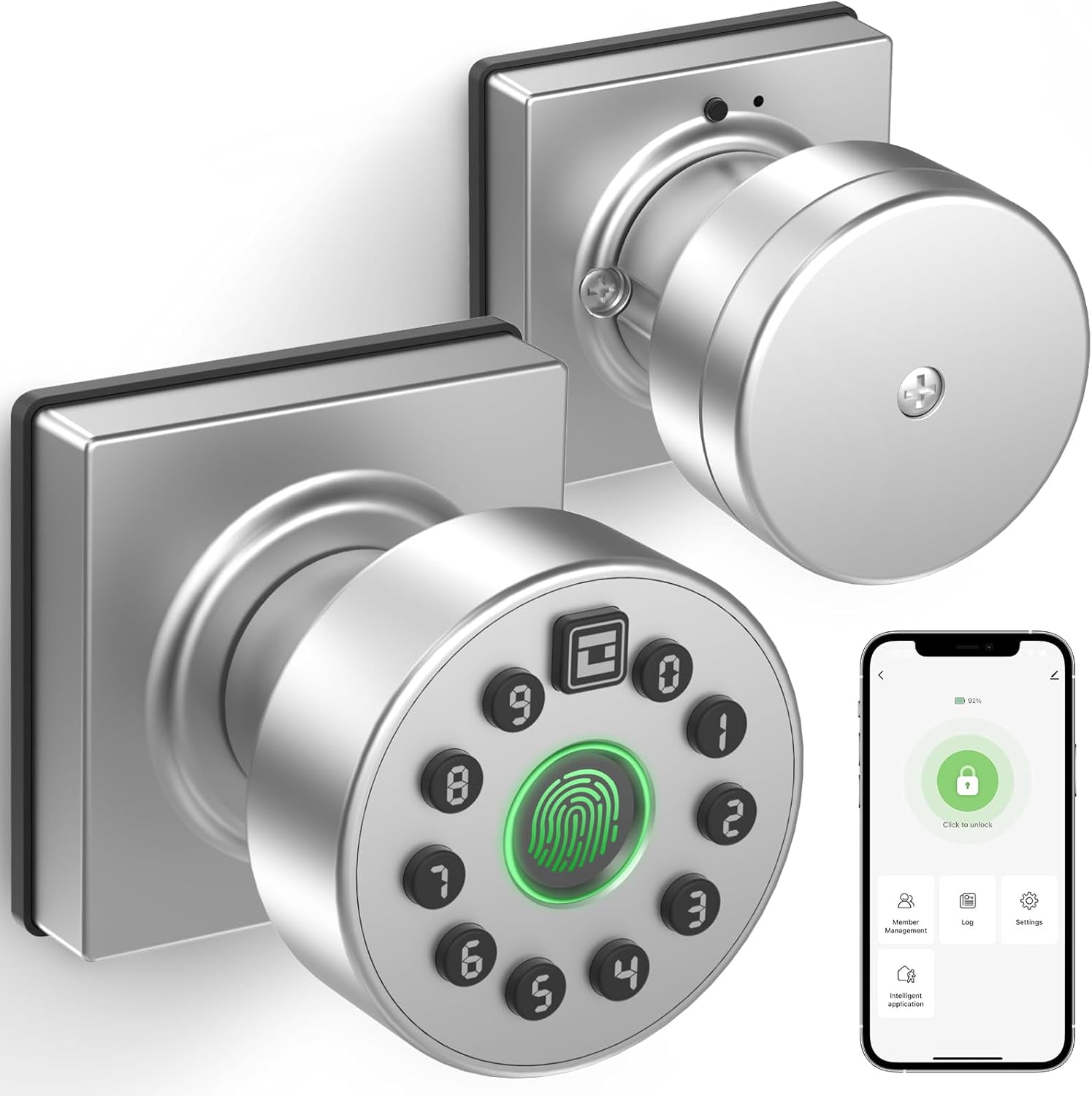 Smart Door Knob with Keypad, Smart Door Lock Fingerprint Door Lock with ...