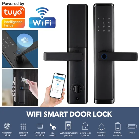 Smart Door Lock APP Card Key Digital Keypad Fingerprint Keyless Entry ...