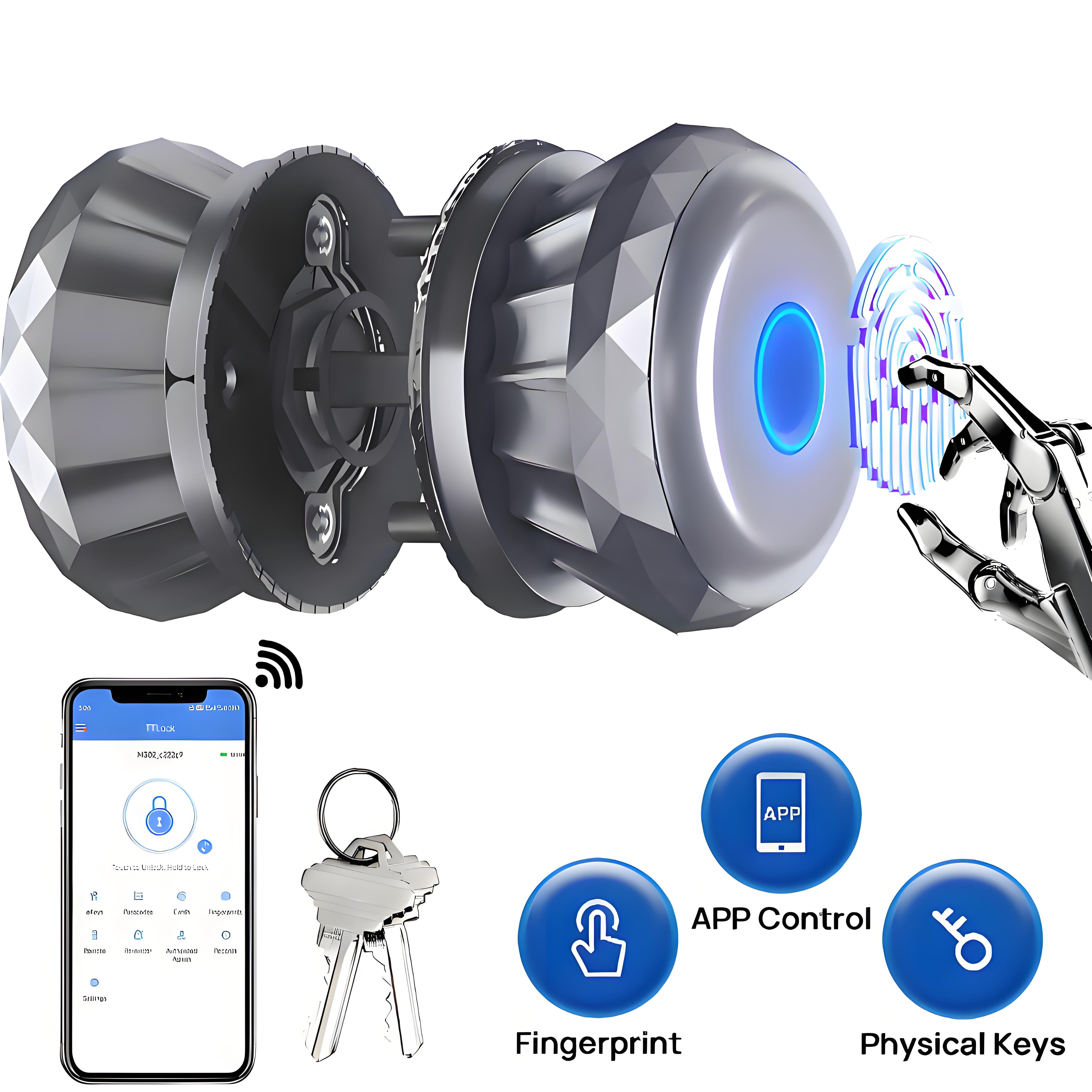 Smart Door Knob,Loctian Keyless Smart Door Lock Smart Deadbolt with App ...