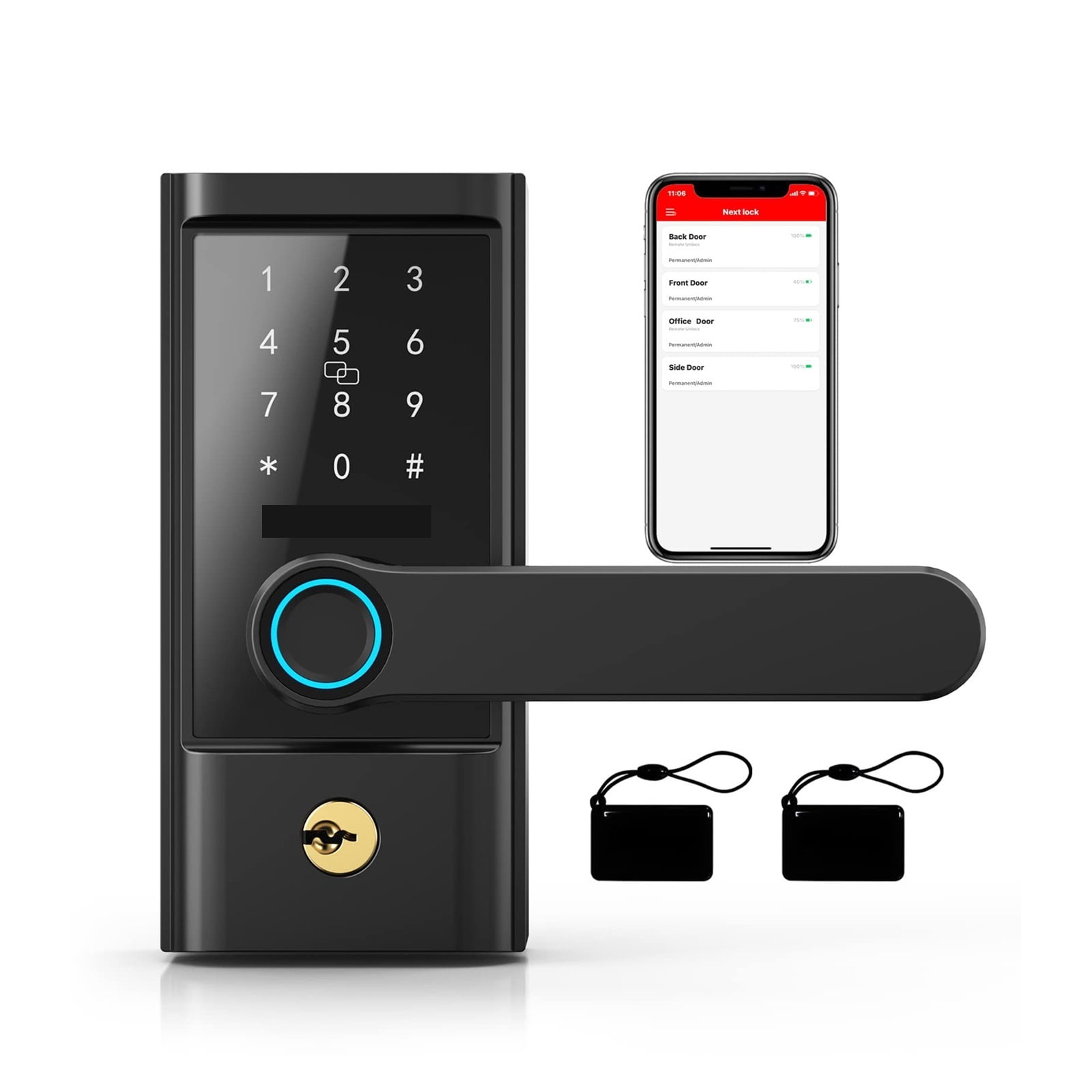 Smart Door Lock Electronic Biometric Fingerprint APP Key Fobs Alexa ...