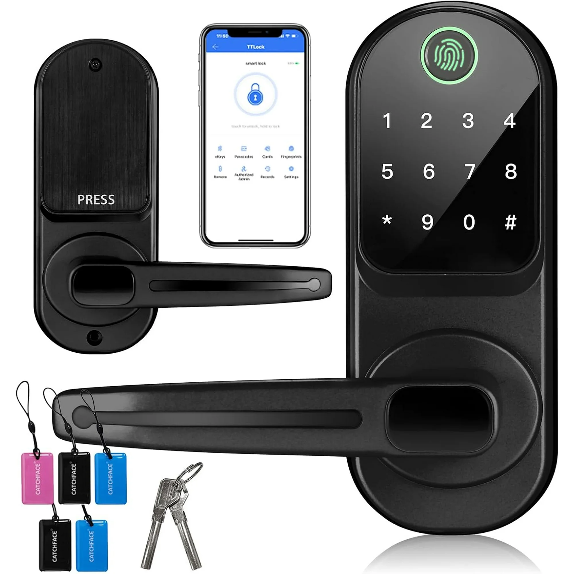 Smart Door Lock with Handle, Keyless Entry Digital Lock for Front ...