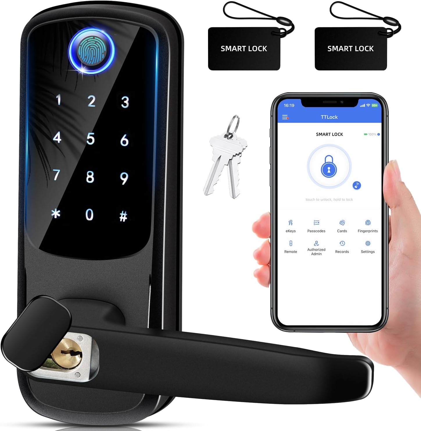 Smart Door Lock with Handle, Keyless Entry Digital Lock for Front ...