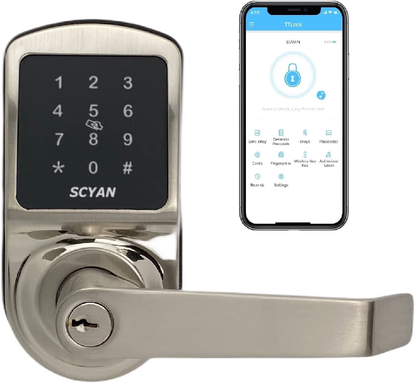 Smart Door Lock, Keyless Entry Door Lock, SCYAN X2 Handle Lock with ...