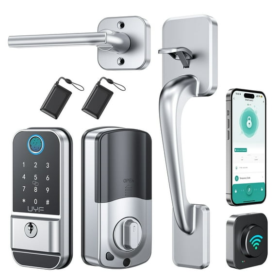 Smart Door Lock,Keyless Entry: WiFi Fingerprint Deadbolt with Handle ...