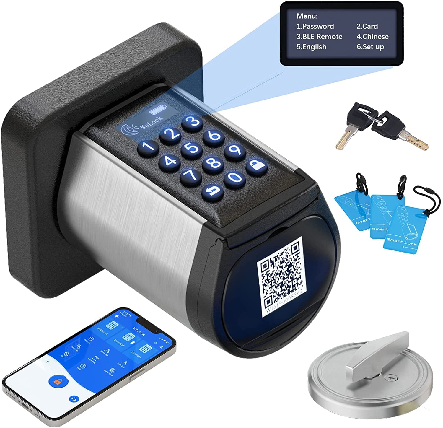 Smart Door Lock - Keypad Door Knob - Keyless Entry - APP Unlock- Keyed ...