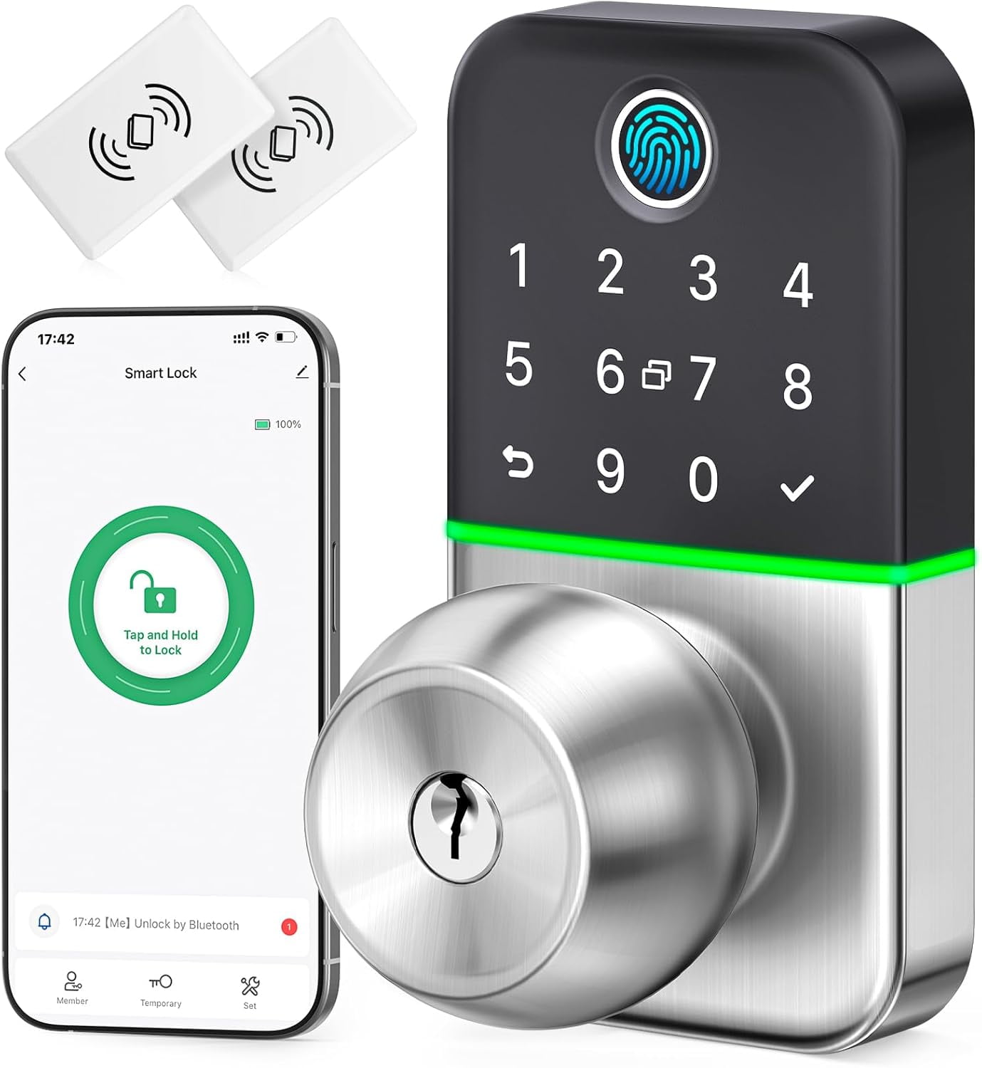 Smart Door Lock with Knob: Kucacci Keyless Entry Fingerprint Lock for ...