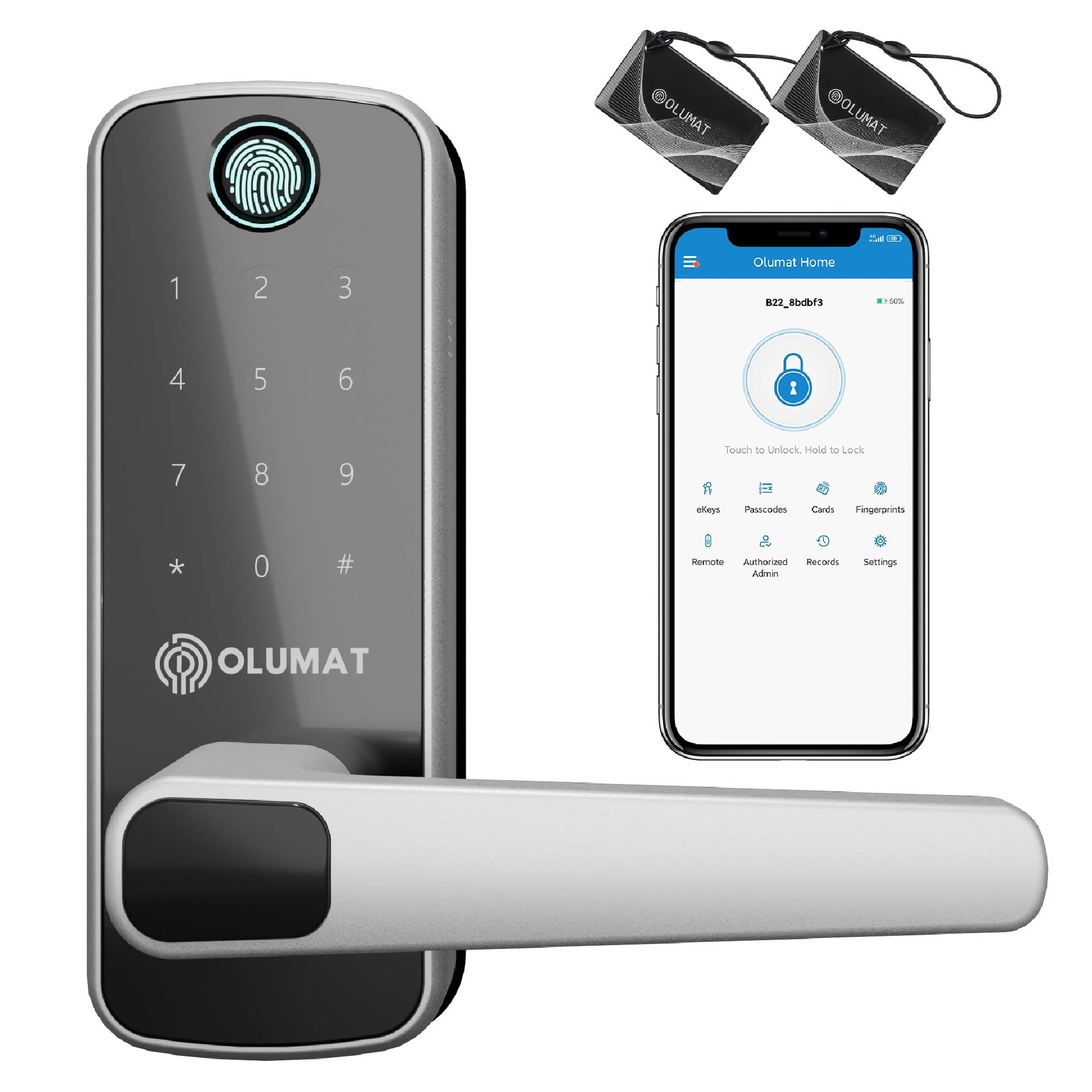 Smart Door Lock, OLUMAT Keyless Entry Door Lock Fingerprint Door Lock ...